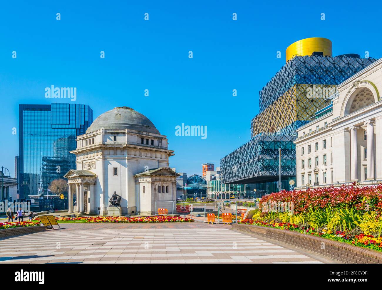 Hall of Memory, Library of Birmingham and Baskerville house, England ...