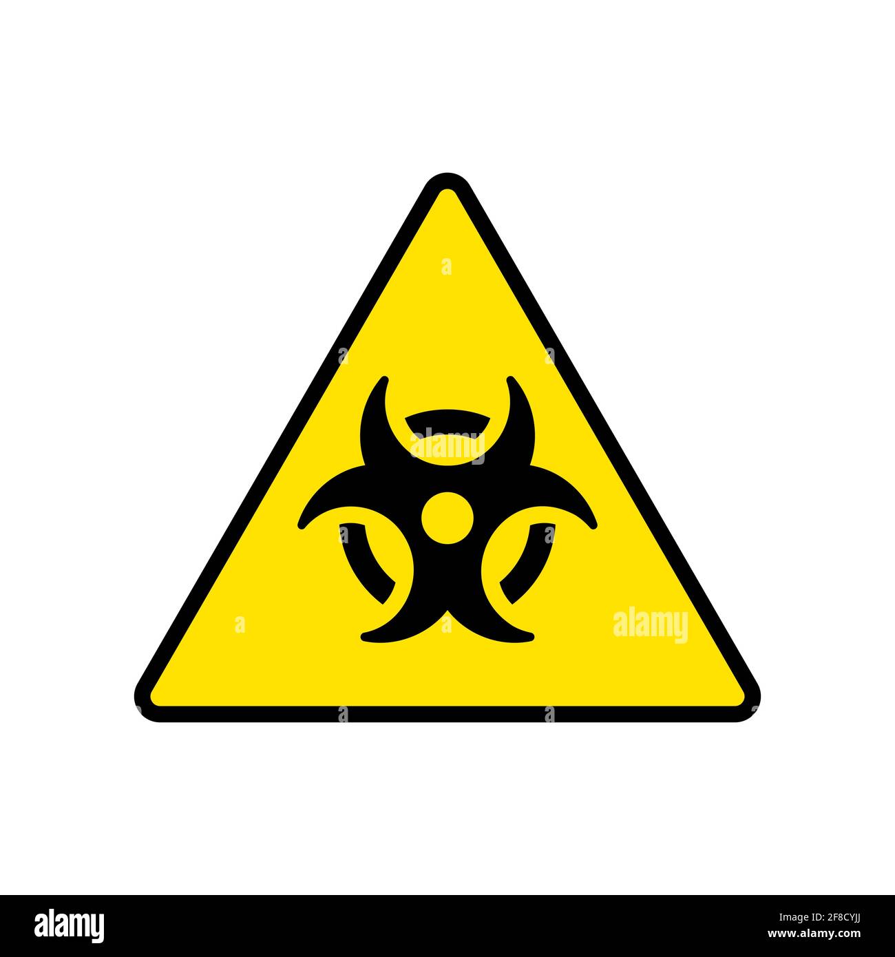 Bio hazard vector yellow sign. Biohazard icon isolated on white ...