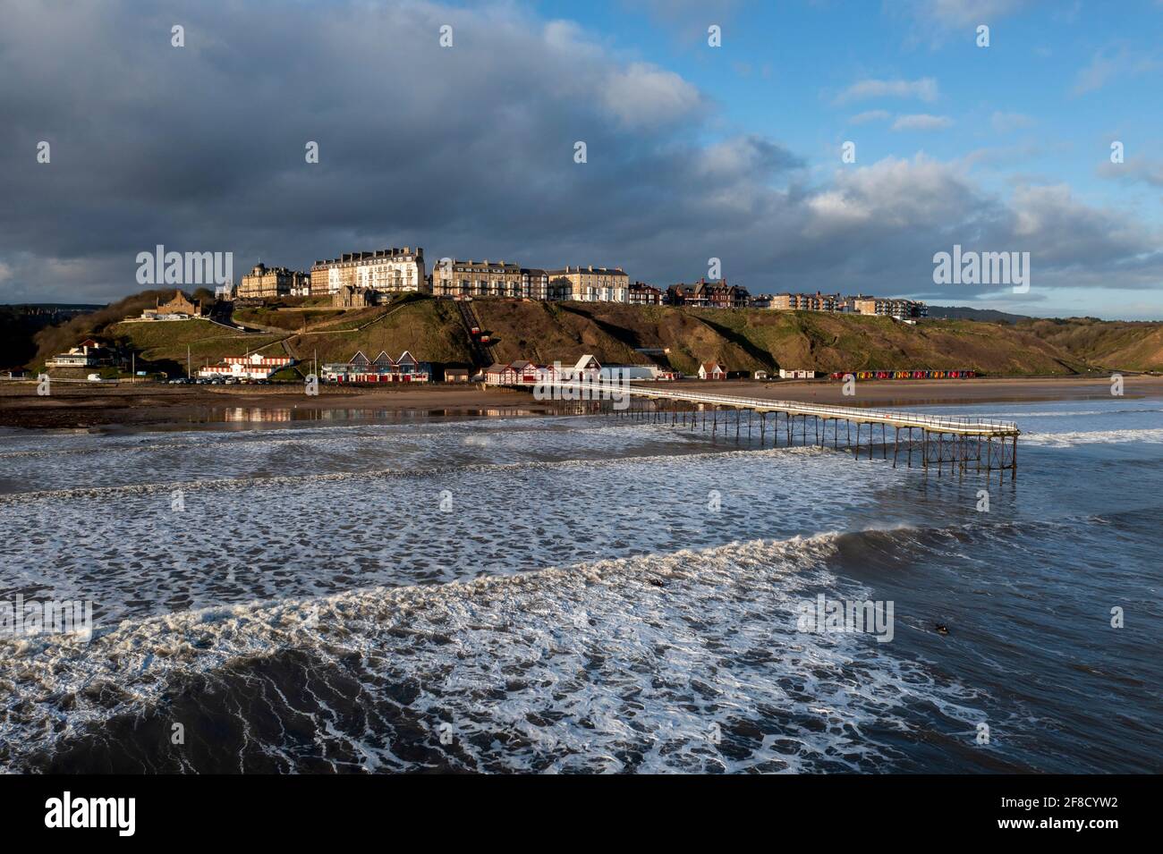 Saltburn and Saltburn Pier from the Air, Cleveland, North Yorkshire ...