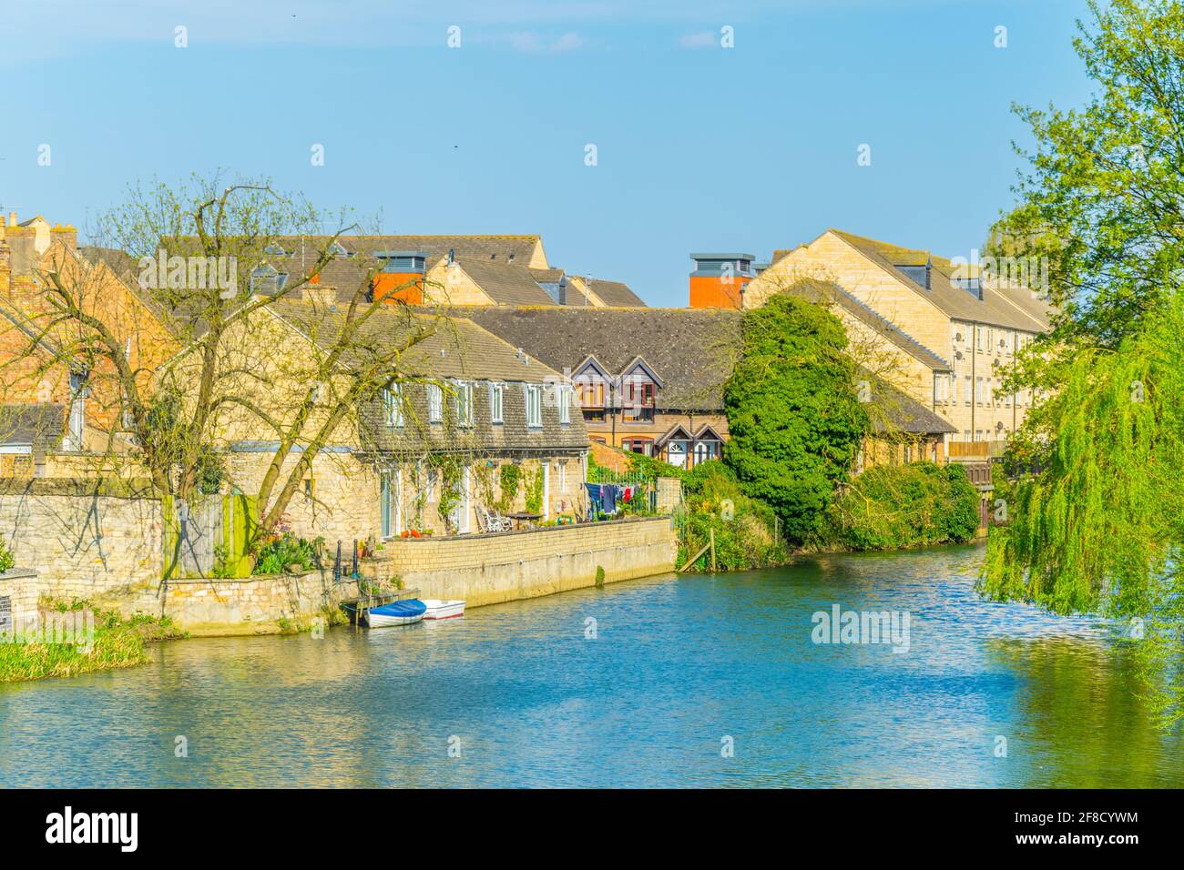 Skyline of Stamford over river Welland, England Stock Photo - Alamy