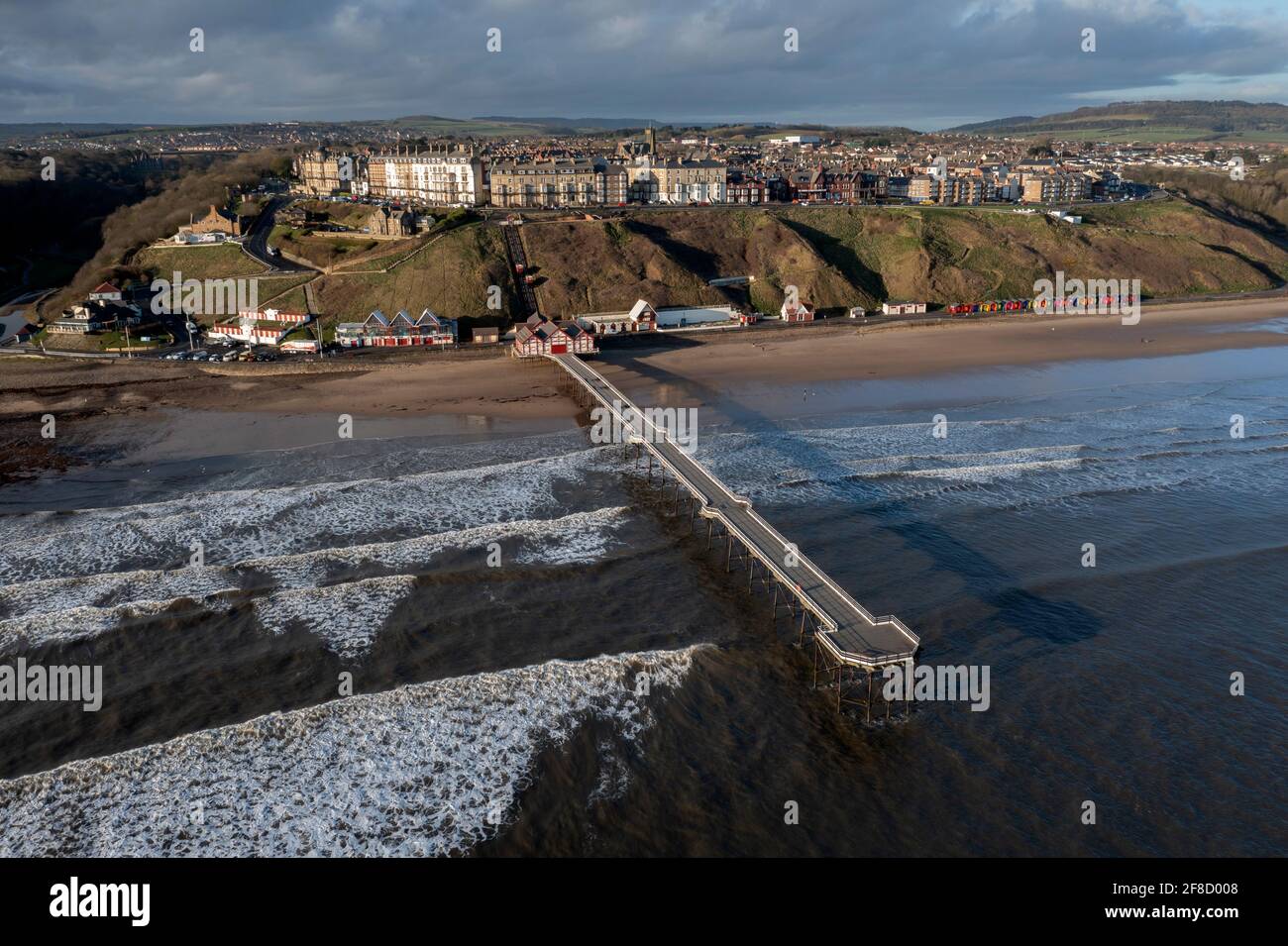 Saltburn and Saltburn Pier from the Air, Cleveland, North Yorkshire ...