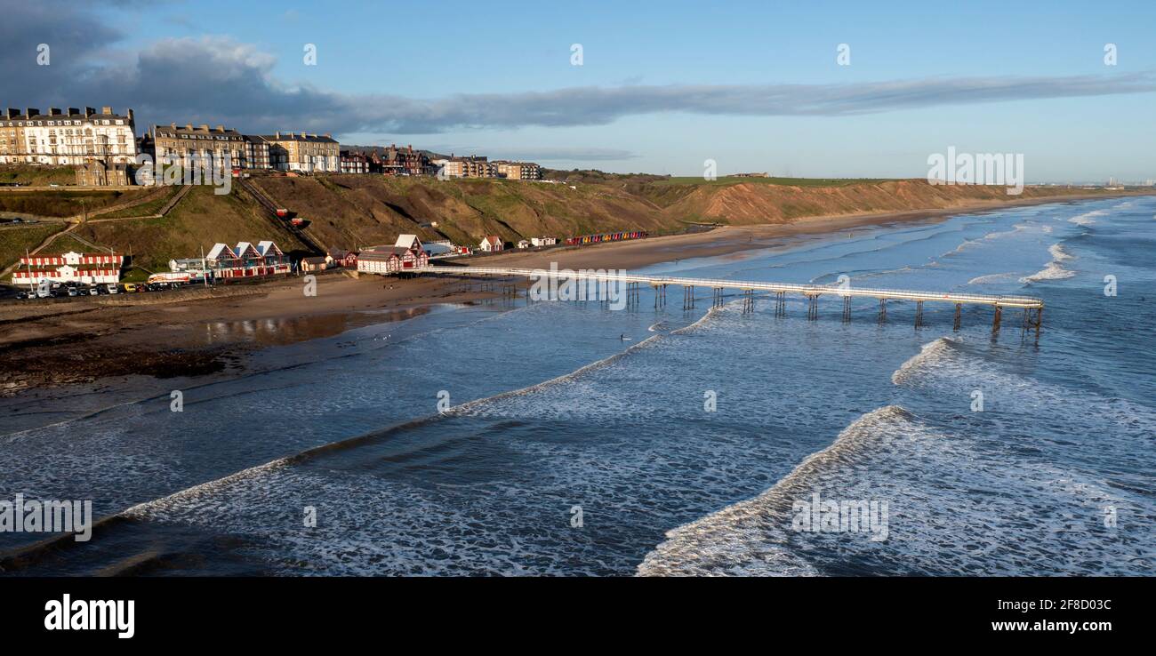 Saltburn and Saltburn Pier from the Air, Cleveland, North Yorkshire ...