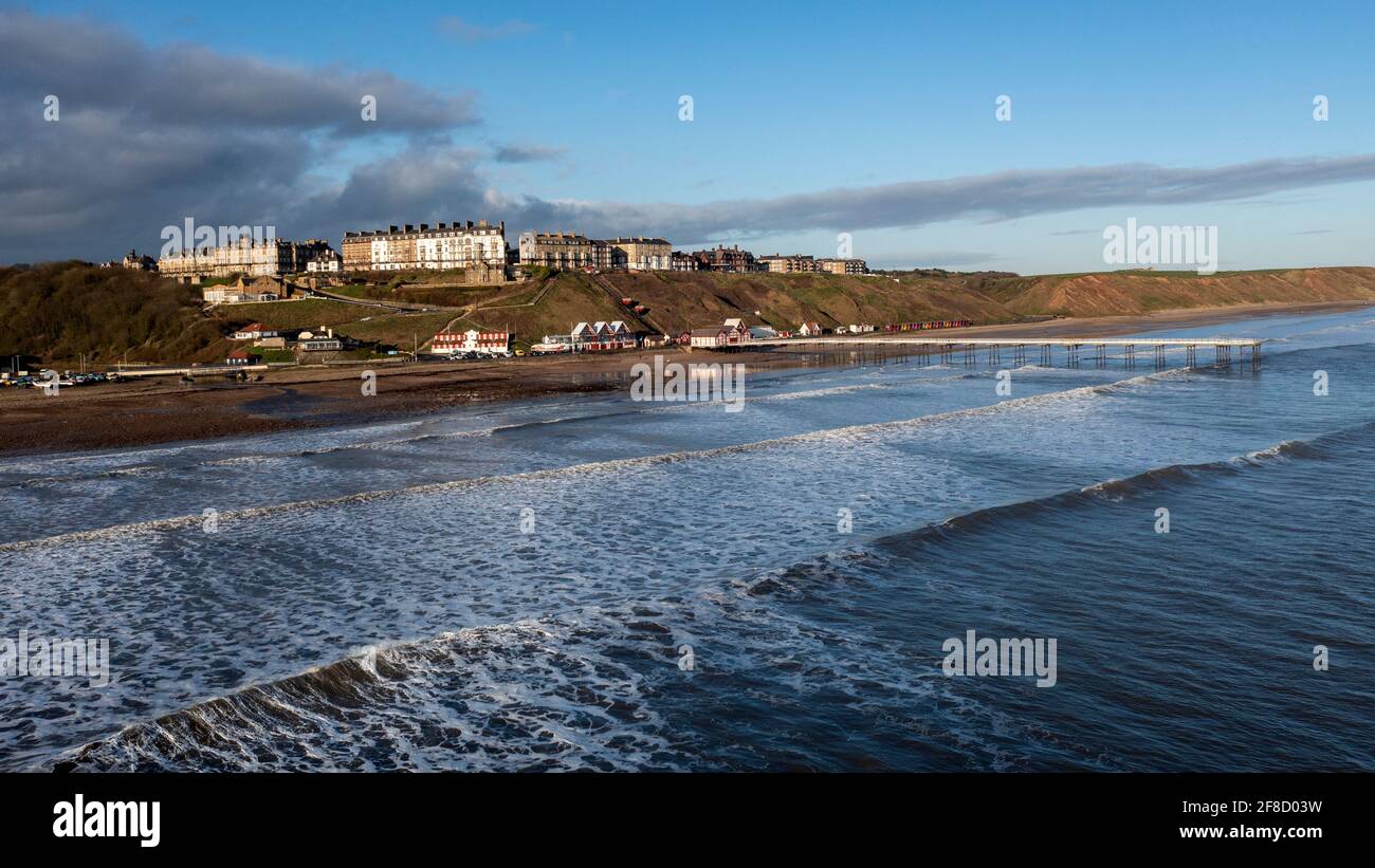 Saltburn and Saltburn Pier from the Air, Cleveland, North Yorkshire ...