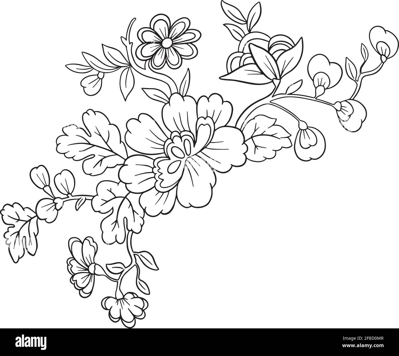 Vector Line Art Floral Flowers Tattoo Style for Valentines Stock Vector ...