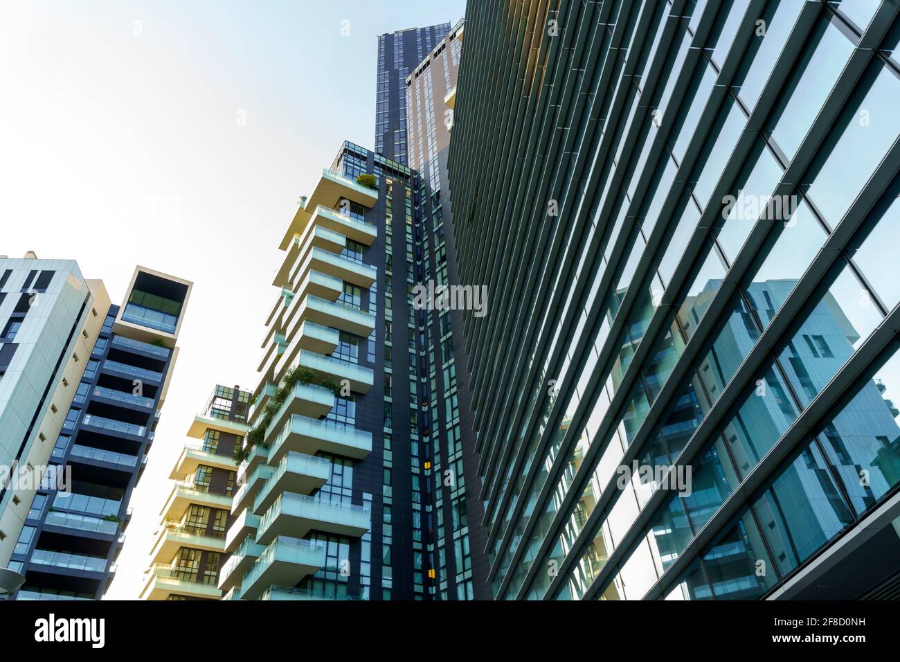 Milan, Lombardy, Italy: exterior of modern builgins at Alvar Aalto ...