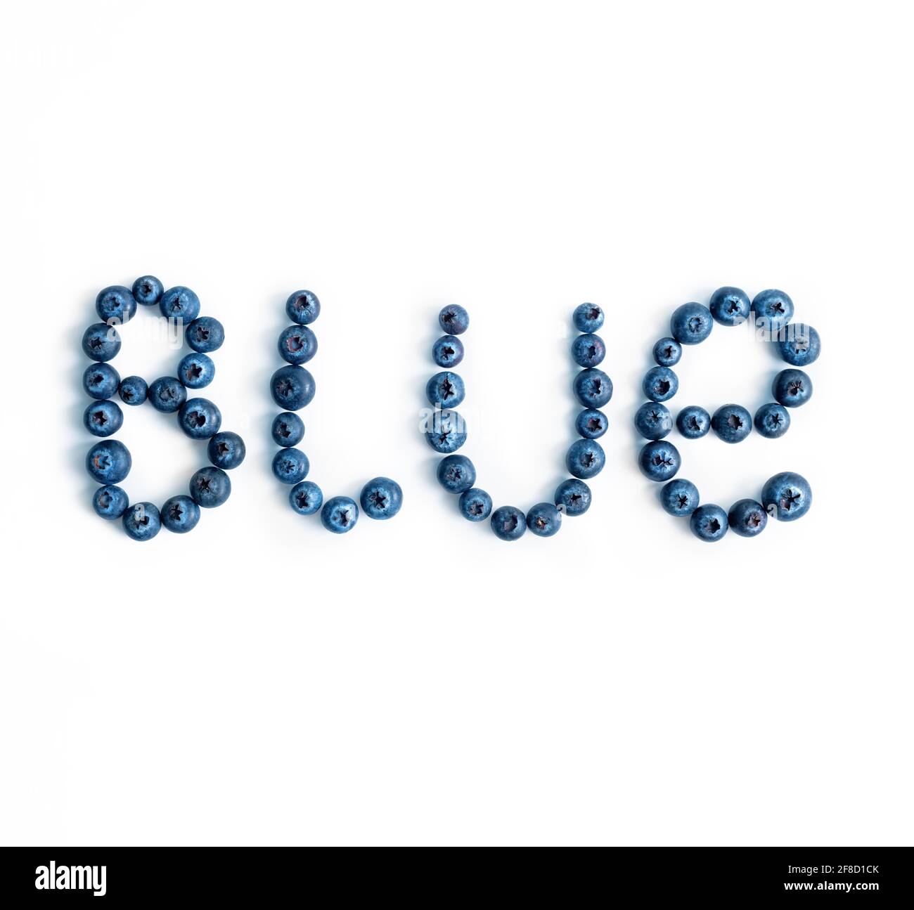 word blue of the blue blueberries on a white background isolated Stock ...