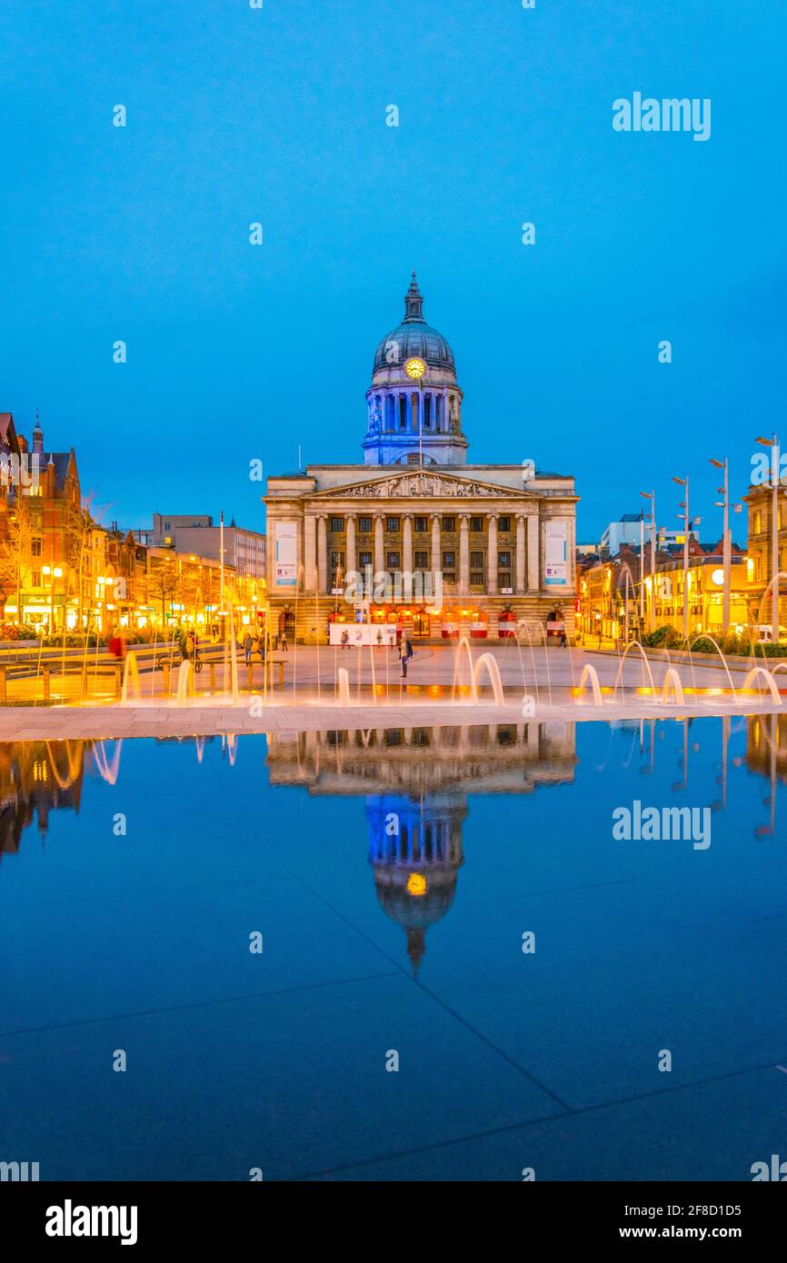 Night view of the town hall in Nottingham, England Stock Photo - Alamy