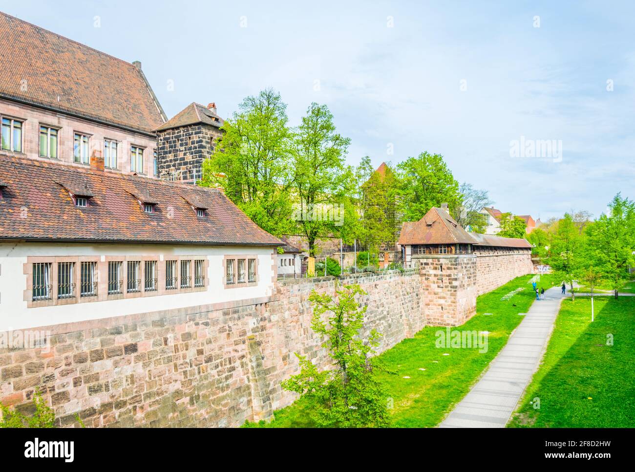 View of the medieval fortification of the german city Nurnberg Stock ...