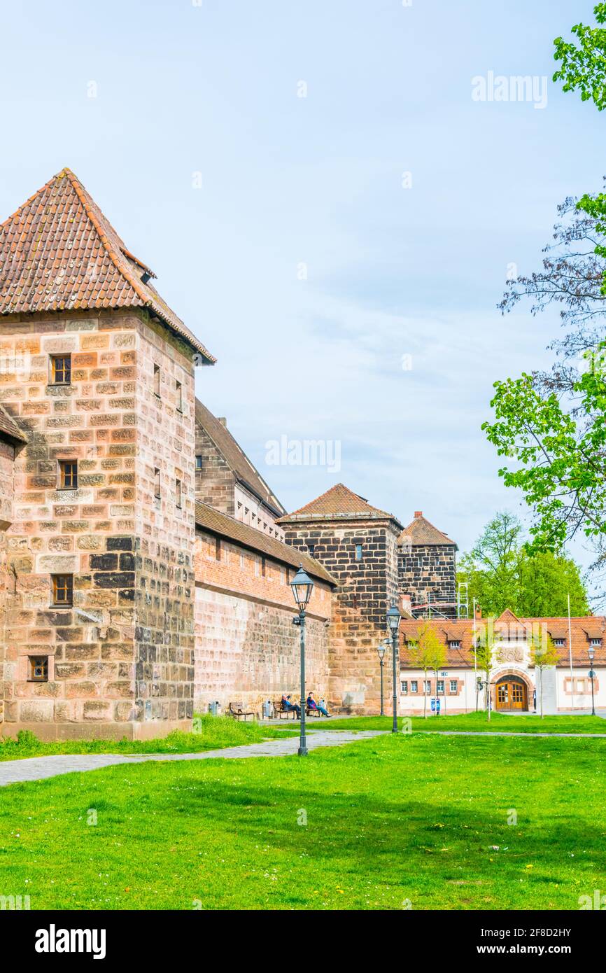 View of the medieval fortification of the german city Nurnberg Stock ...