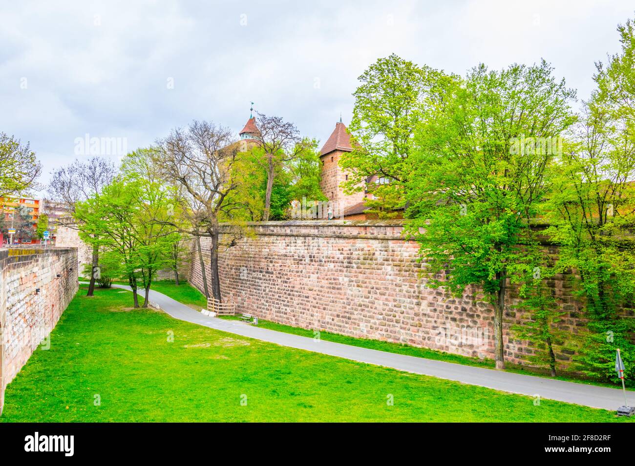 View of the medieval fortification of the german city Nurnberg Stock ...
