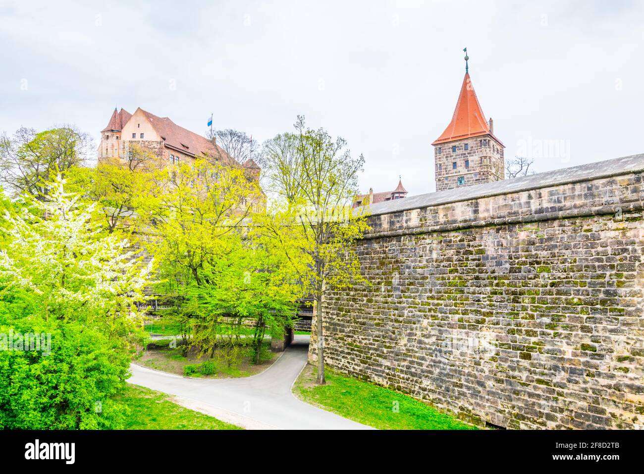 View of the medieval fortification of the german city Nurnberg Stock ...