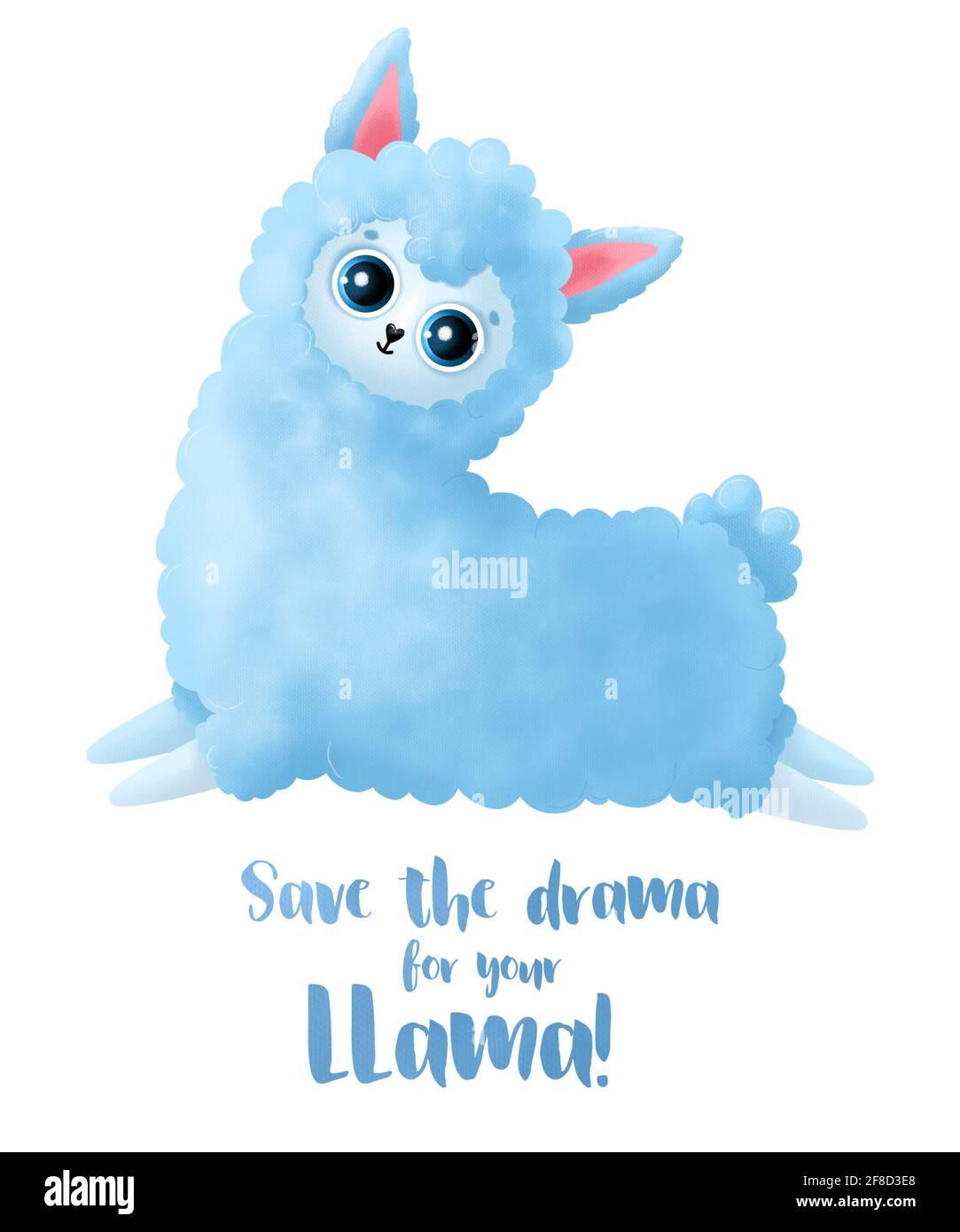Cute blue llama isolated on white background. Funny cartoon llama Stock ...