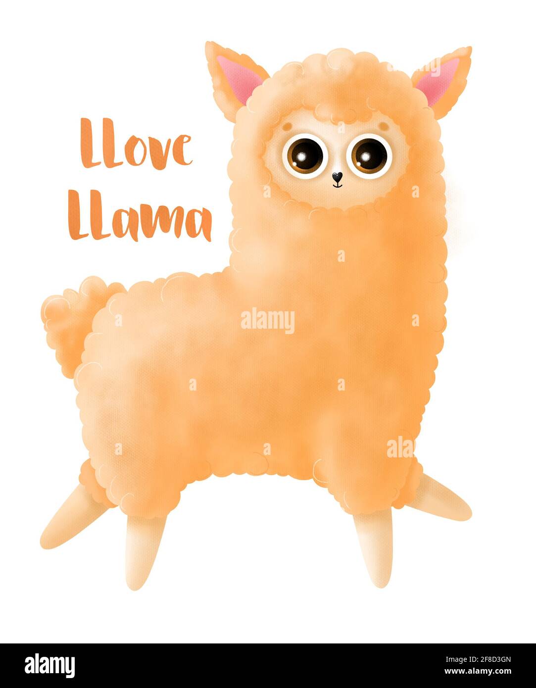 Cute orange llama isolated on white background. Funny cartoon llama ...
