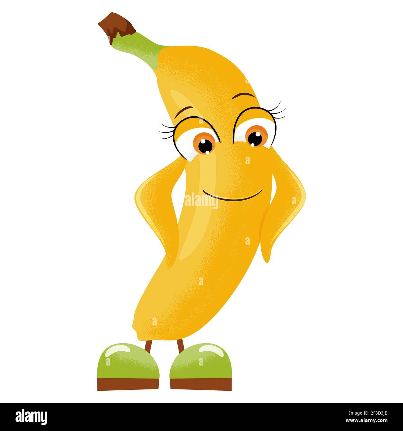Cartoon smiling banana isolated on white background. Vector ...