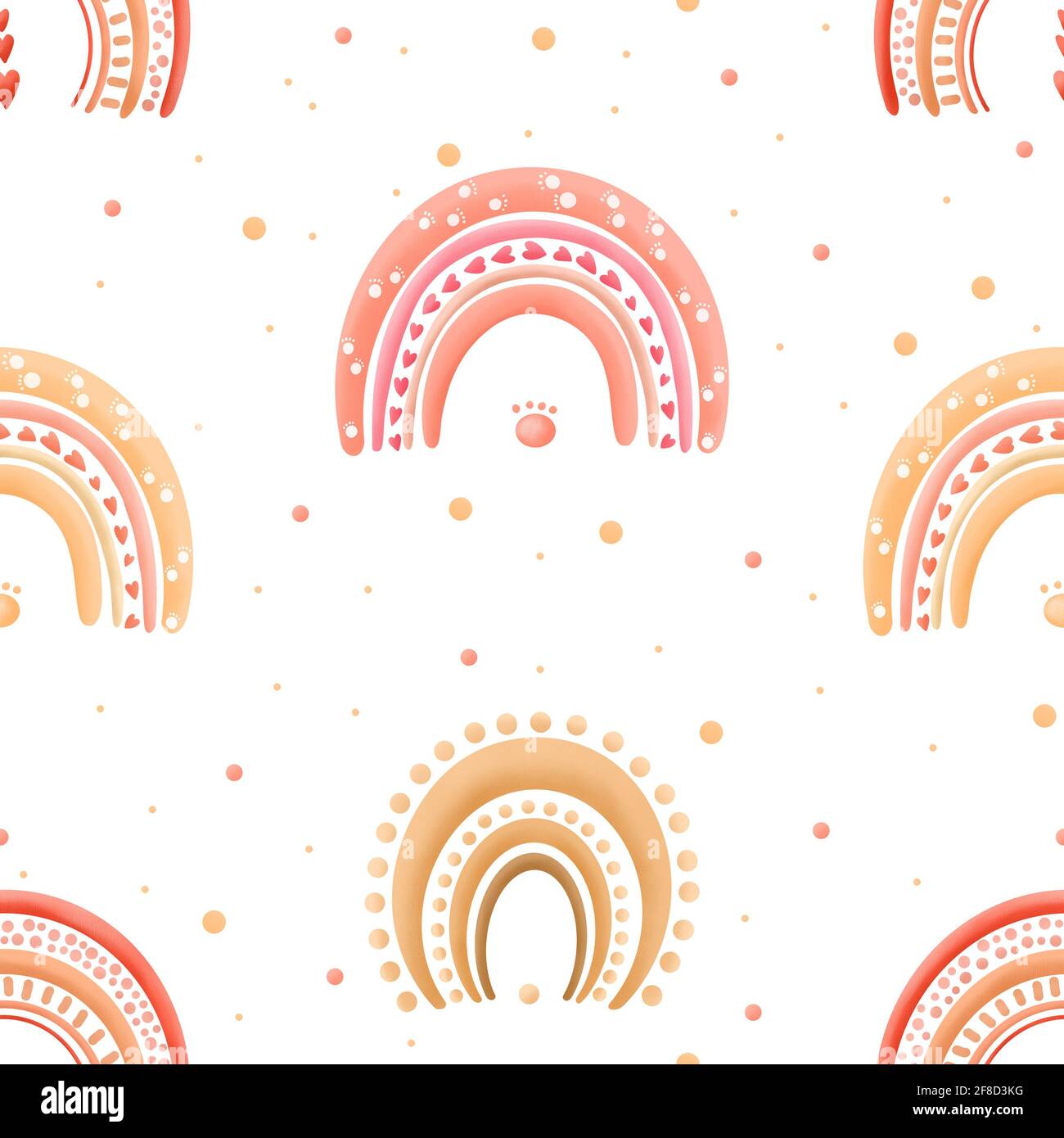 Kids boho pattern with modern rainbows. Baby boho background. Rainbow ...