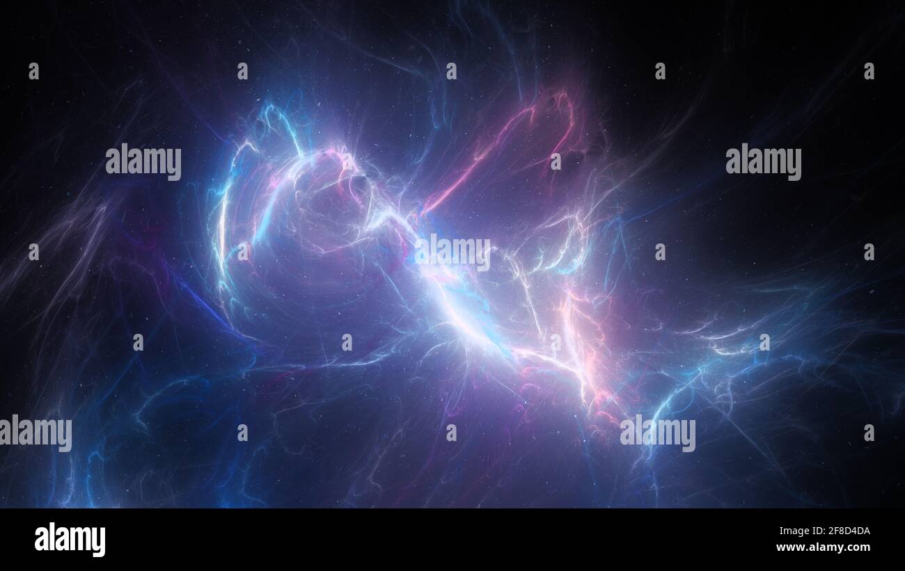 Blue glowing high energy plasma energy field in space, computer ...