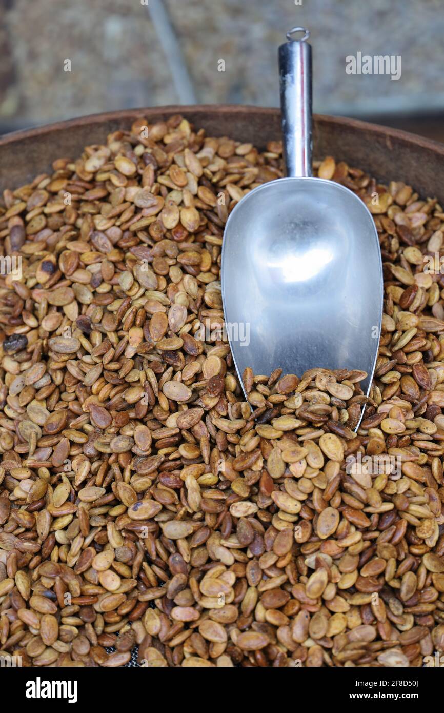 Homemade roasted salty pumpkin seeds Stock Photo - Alamy
