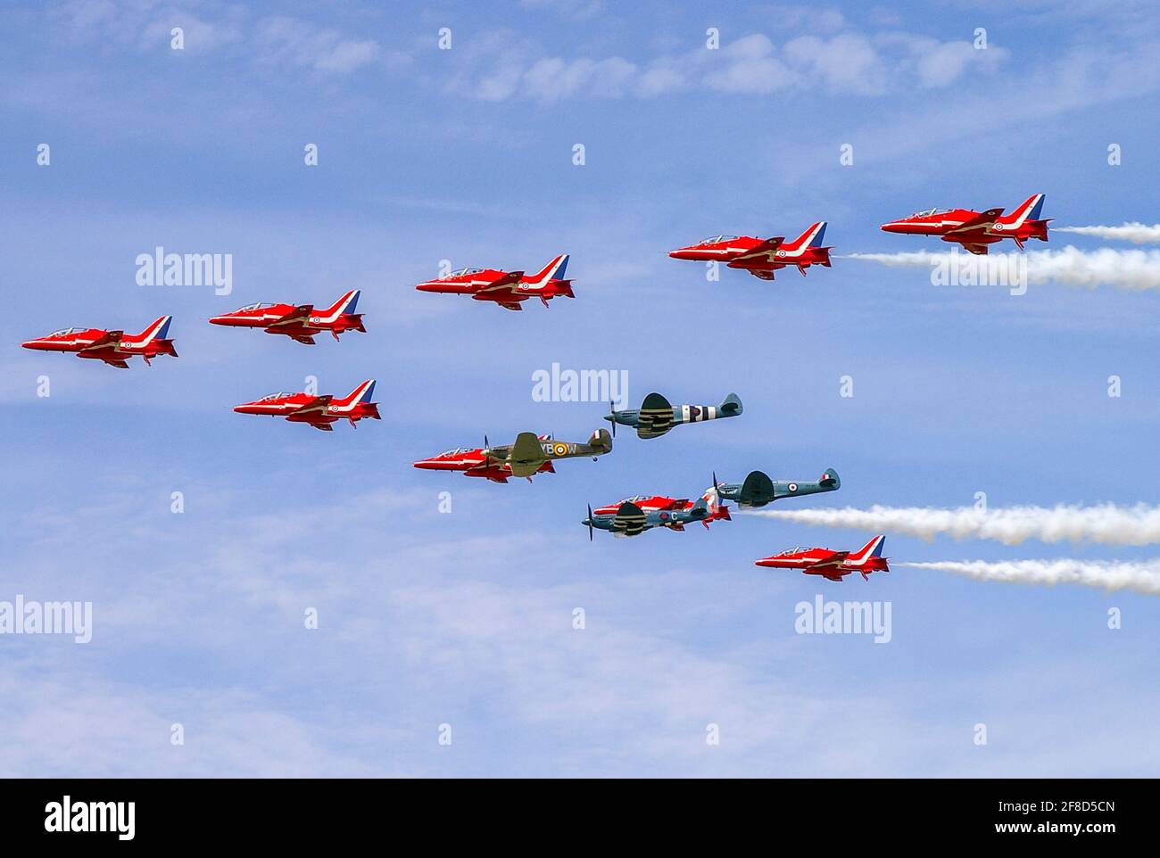 RAF Battle of Britain Memorial Flight Spitfires Hurricane with Red ...