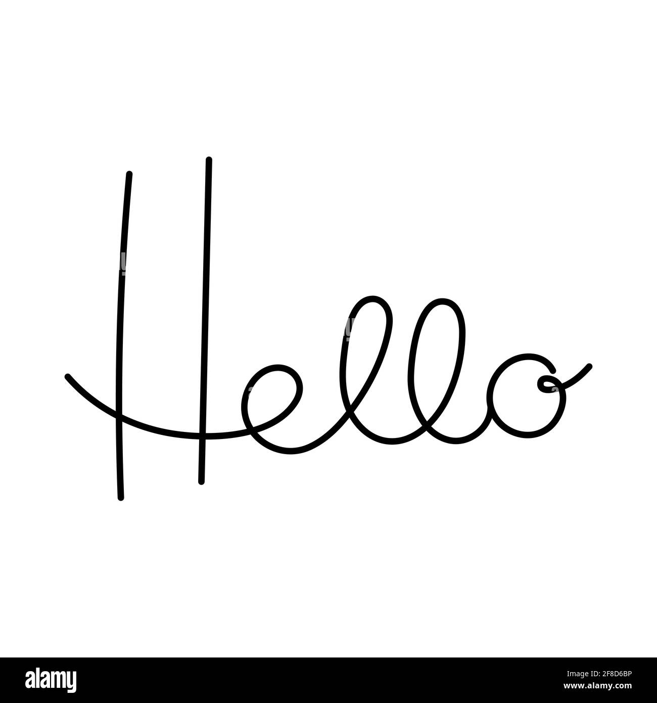 Hello hand drawn lettering vector illustration on white background ...