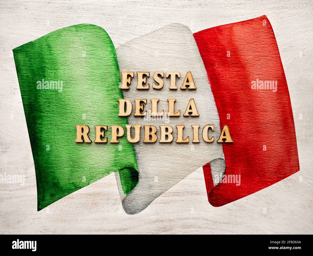 Beautiful card with the image of the Italian Flag. Close-up, view from ...