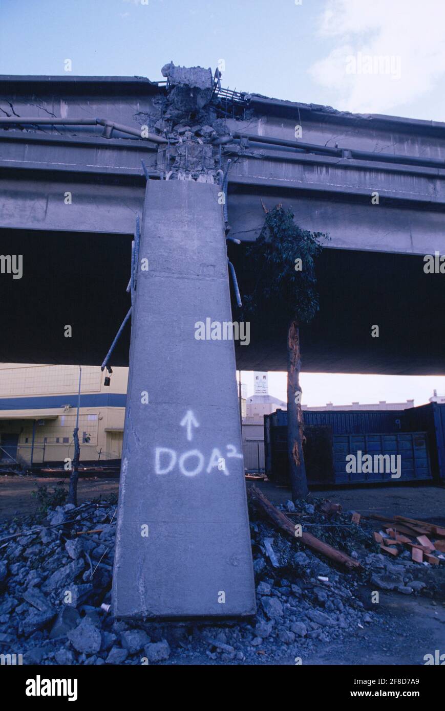 The remains of the Cypress Freeway, which ran through the center of ...