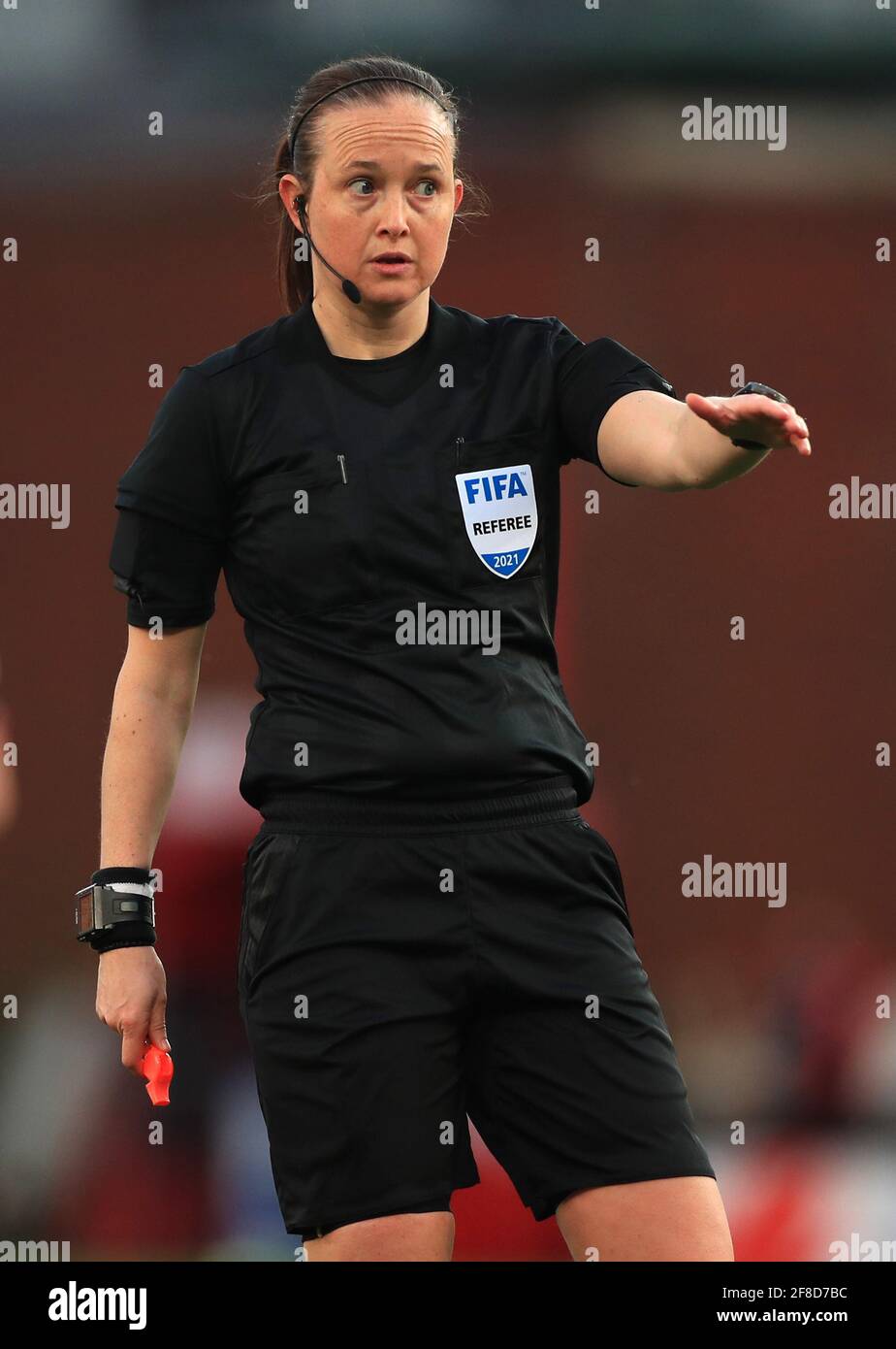 Referee Cheryl Foster during the women's international friendly match ...