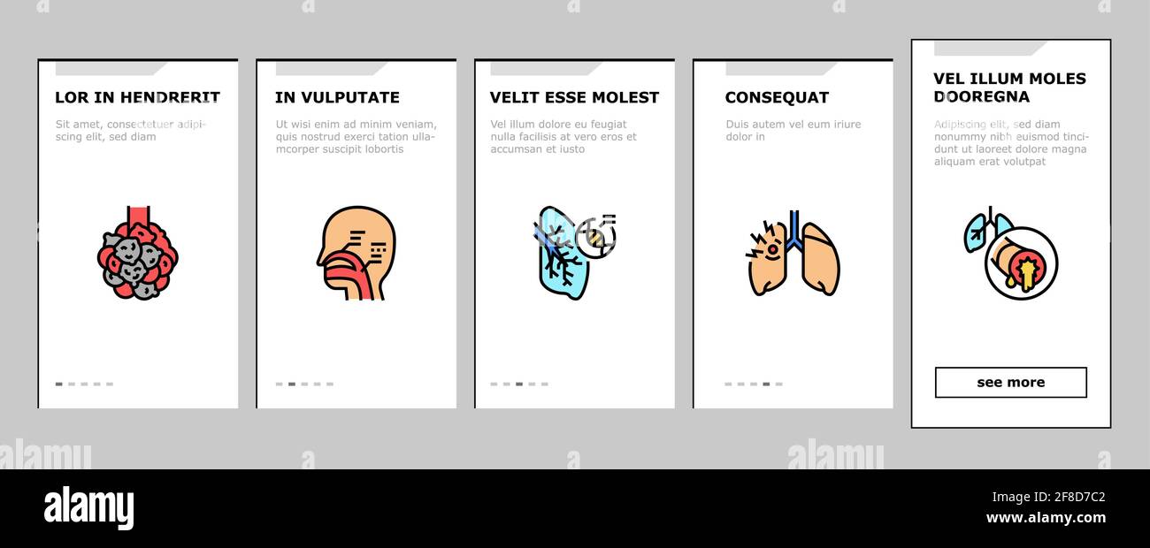 Respiratory Disease Onboarding Icons Set Vector Stock Vector Image ...