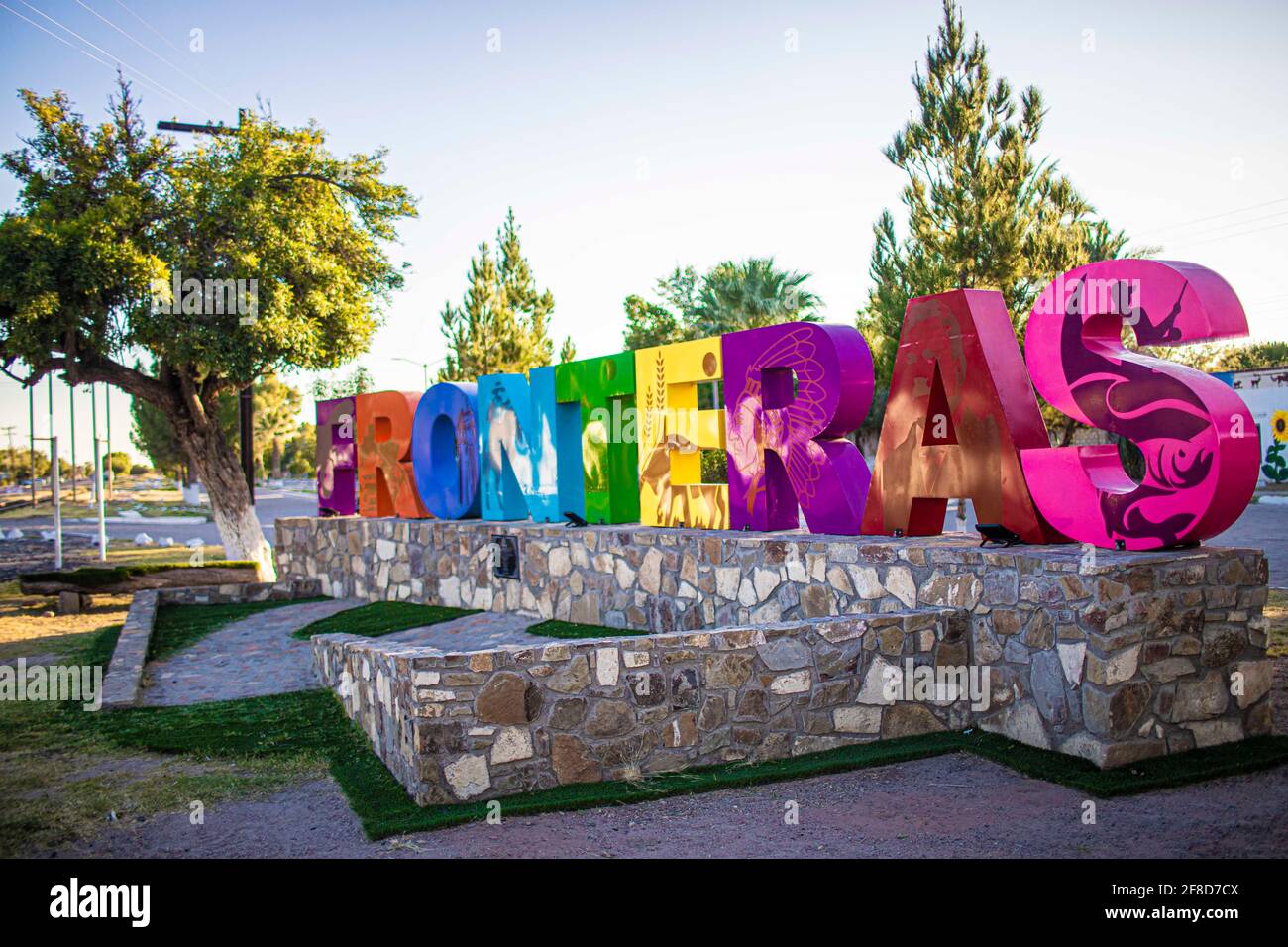 Monumental letters of colors in the community of Fronteras, Sonora ...