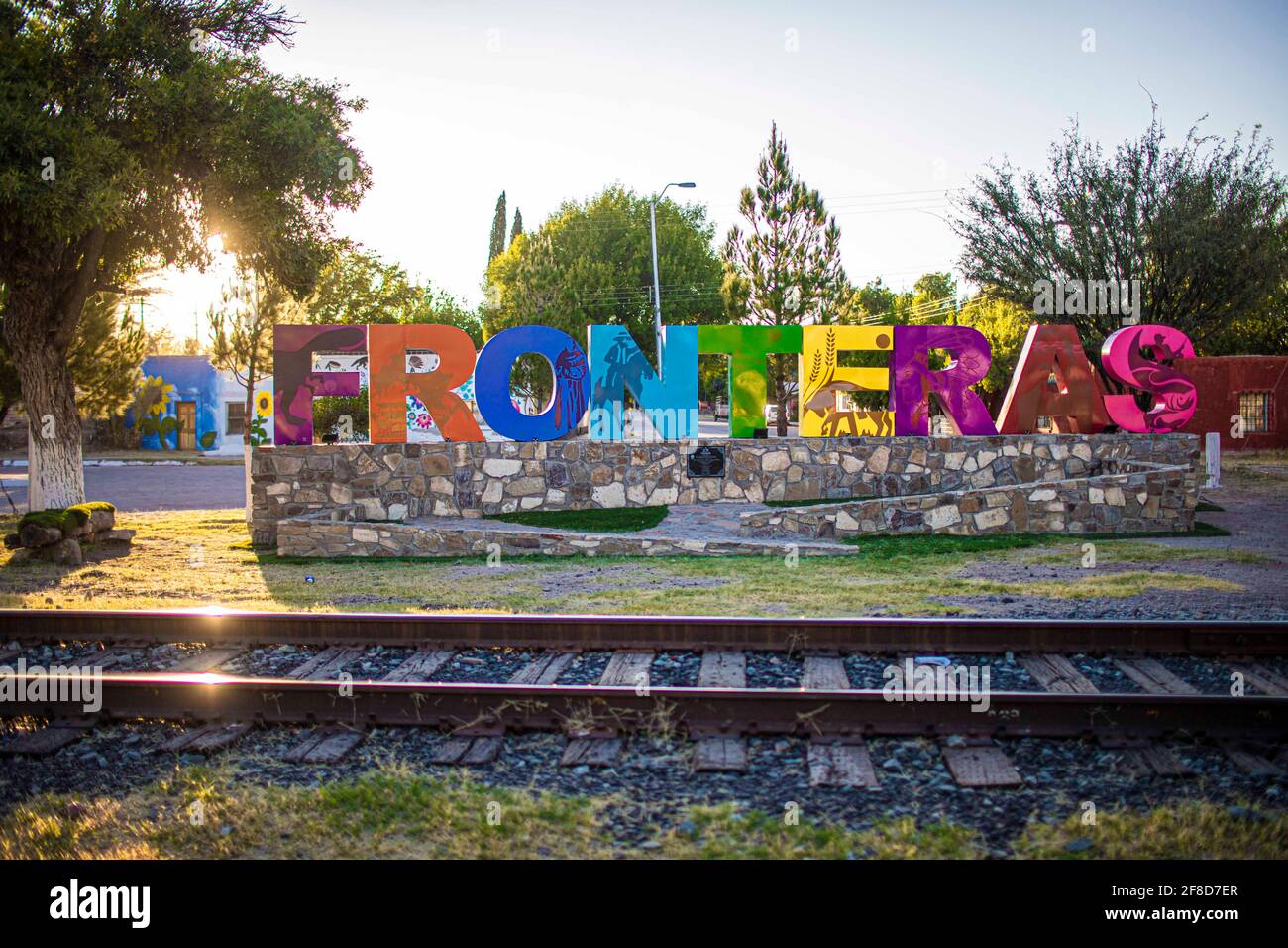 Monumental letters of colors in the community of Fronteras, Sonora ...