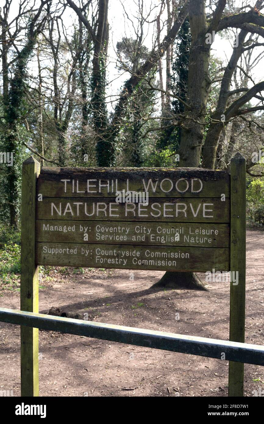 Tilehill Wood Nature Reserve sign, Coventry, West Midlands, England, UK ...