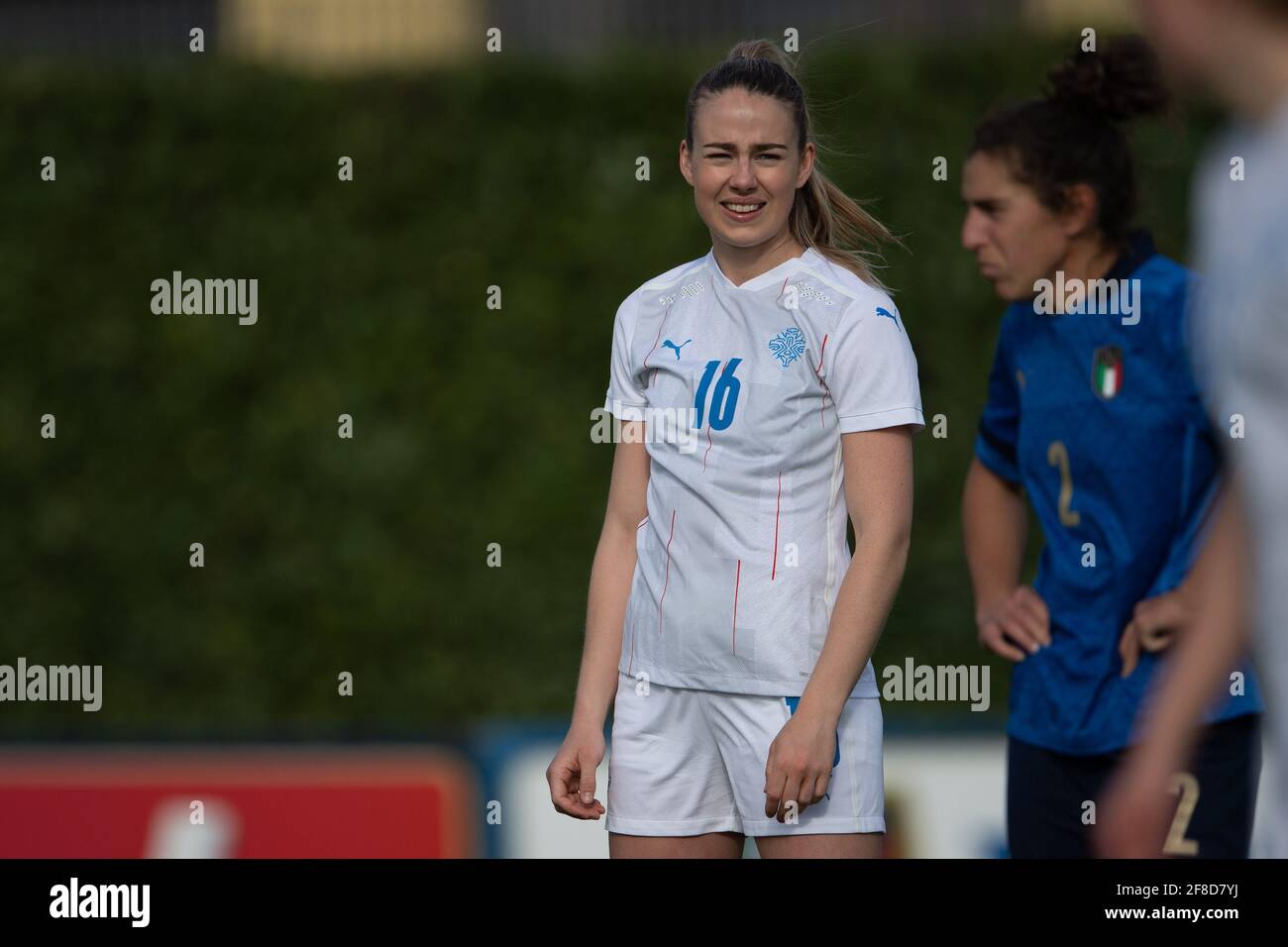 Coverciano, Italy. 13th Apr, 2021. Elin Metta Jensen (#16 Iceland ...