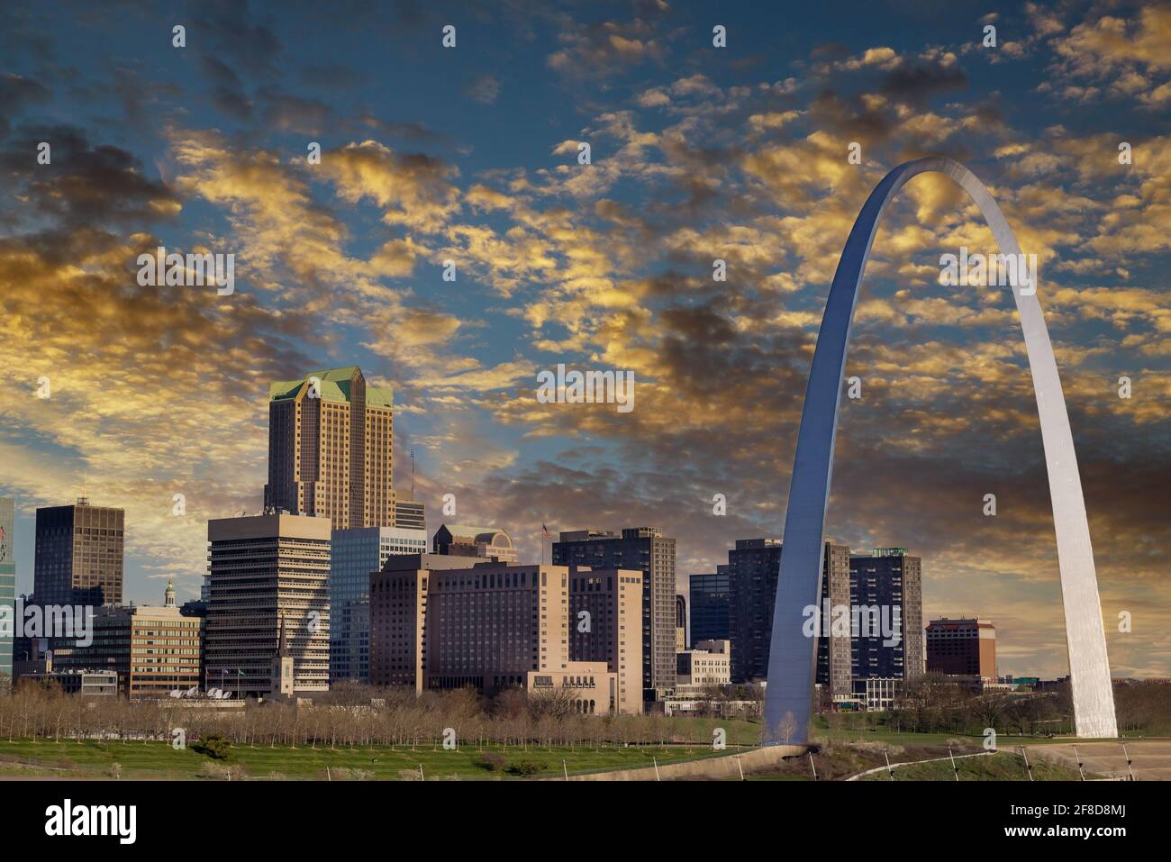 Indiana state on sunset time on Indianapolis skyline and the panoramic ...
