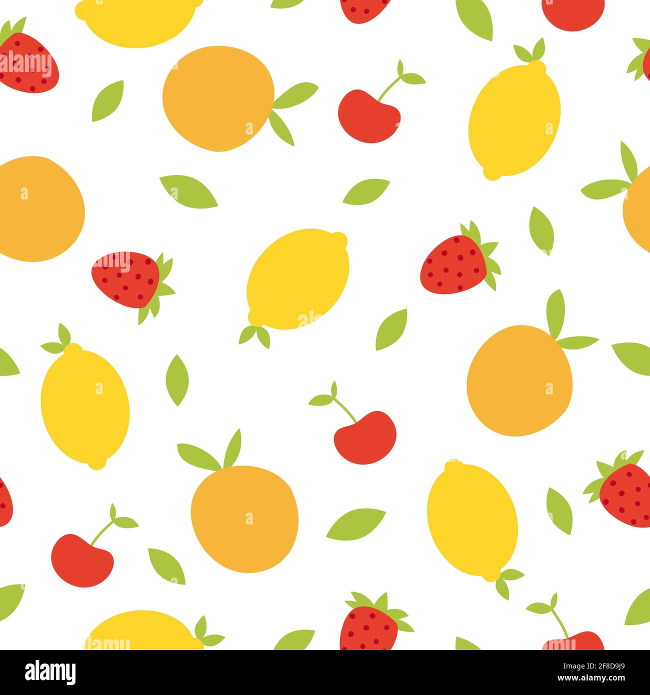 Colorful seamless pattern with fruits. Isolated on white background. It ...