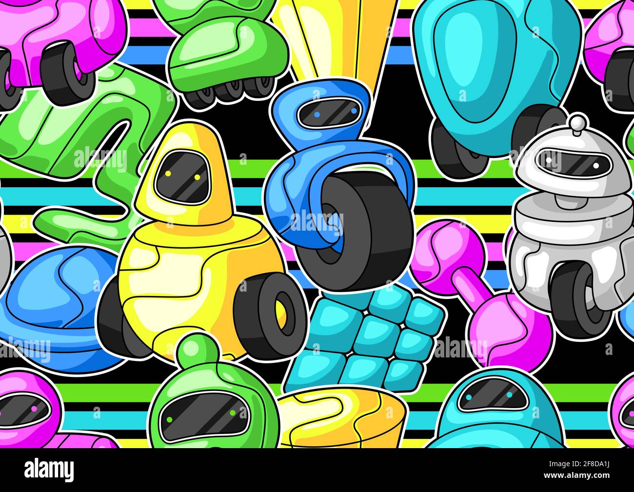 Seamless pattern with robots. Teenage creative background Stock Vector ...