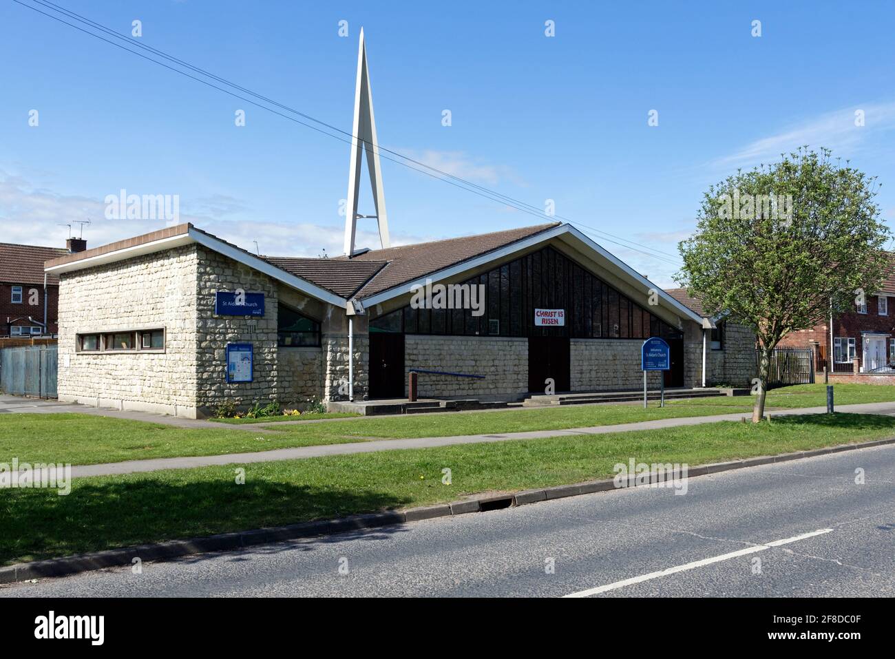 Side view of St Aidan's church, Ridgeway, Acomb, York, North Yorkshire ...