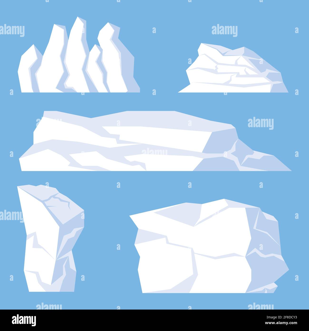 Blue background cartoon Icebergs Set. Design for video games. Arctic ...