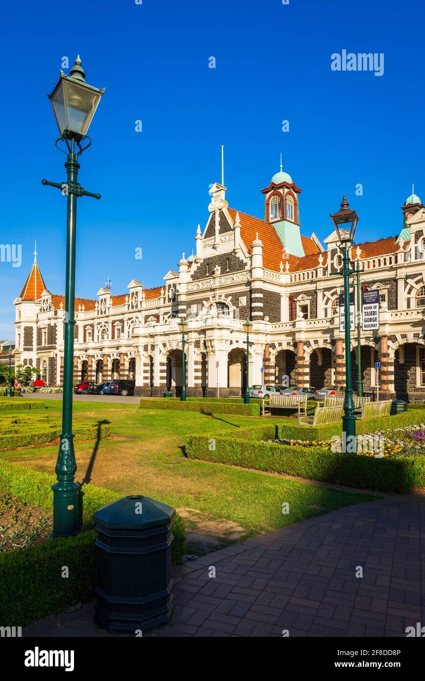 The Dunedin Railway Station, Dunedin, South Island, New Zealand Stock ...