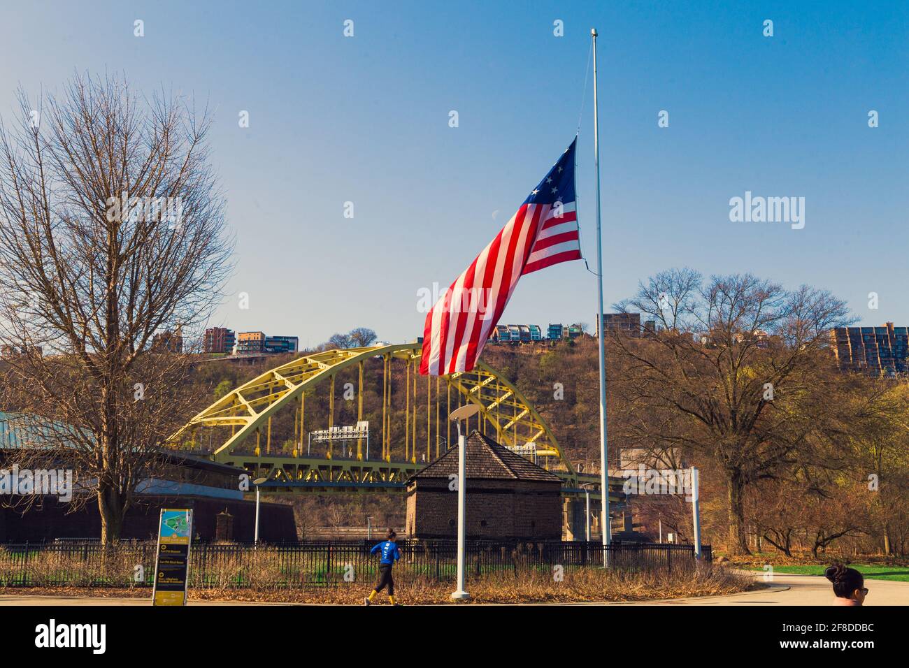 The great American flag in Point State Park in Pittsburgh, Pennsylvania ...