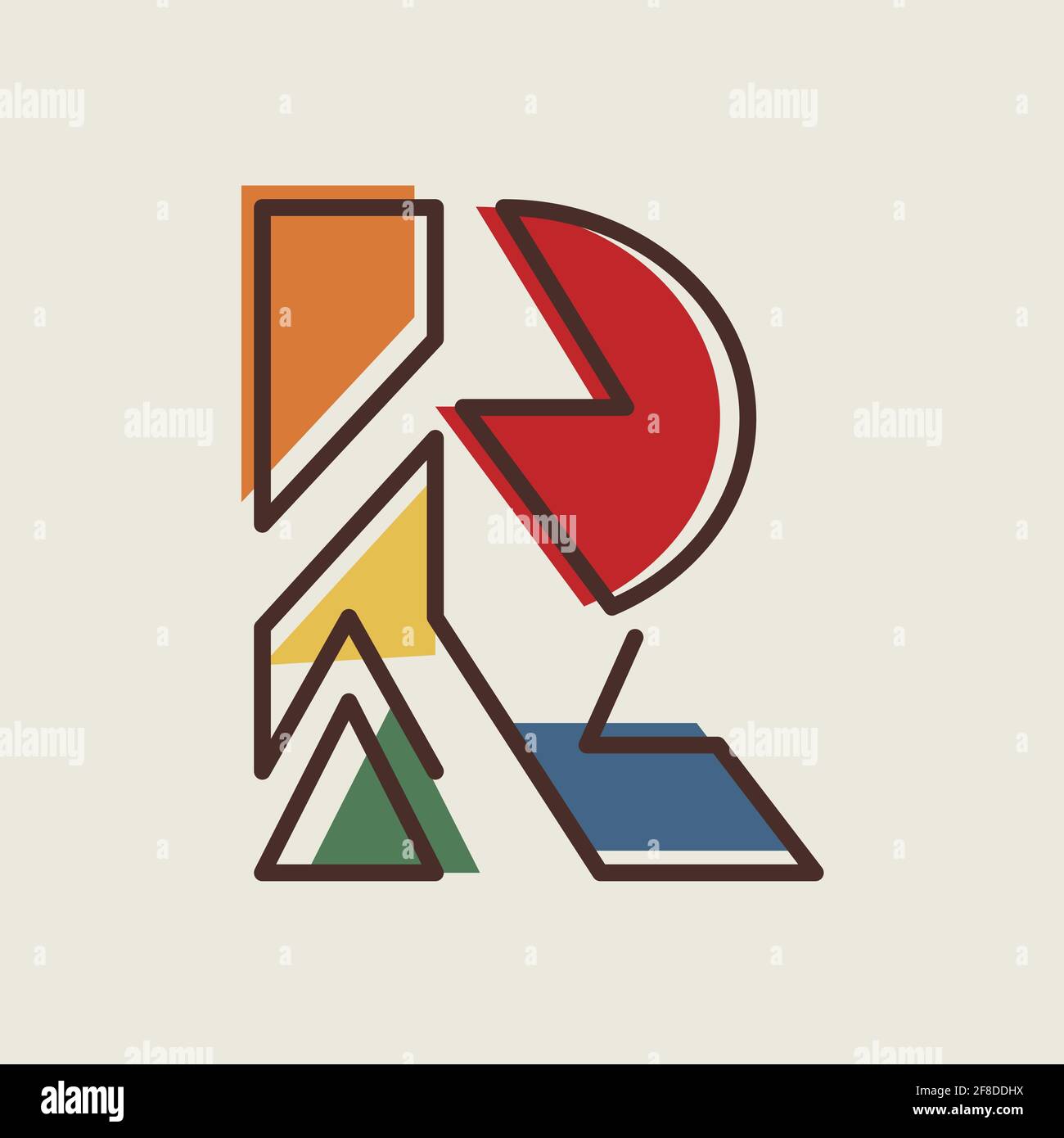 The letter R of the alphabet in modern geometric style. Abstraction ...