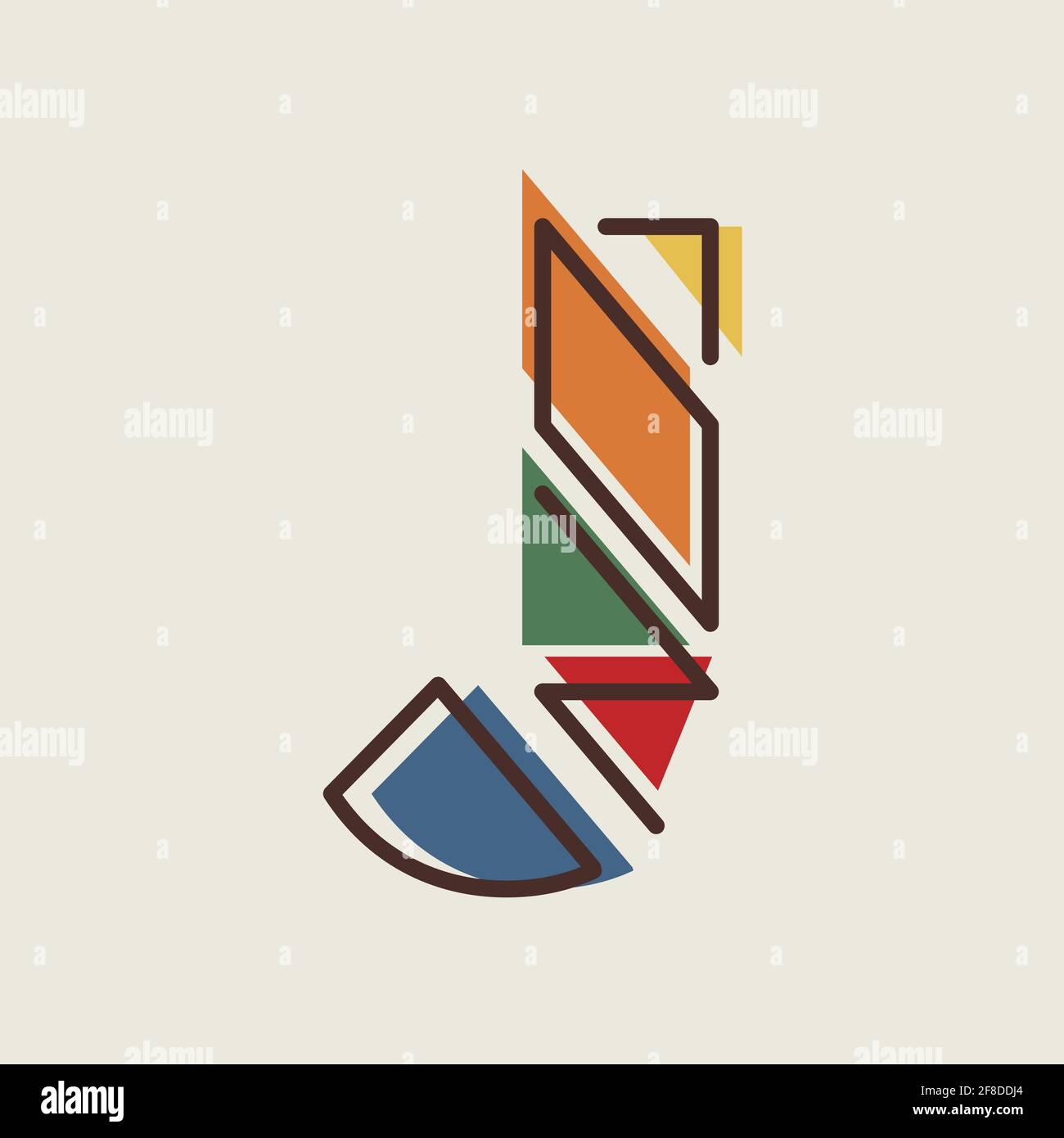 The letter J of the alphabet in modern geometric style. Abstraction ...
