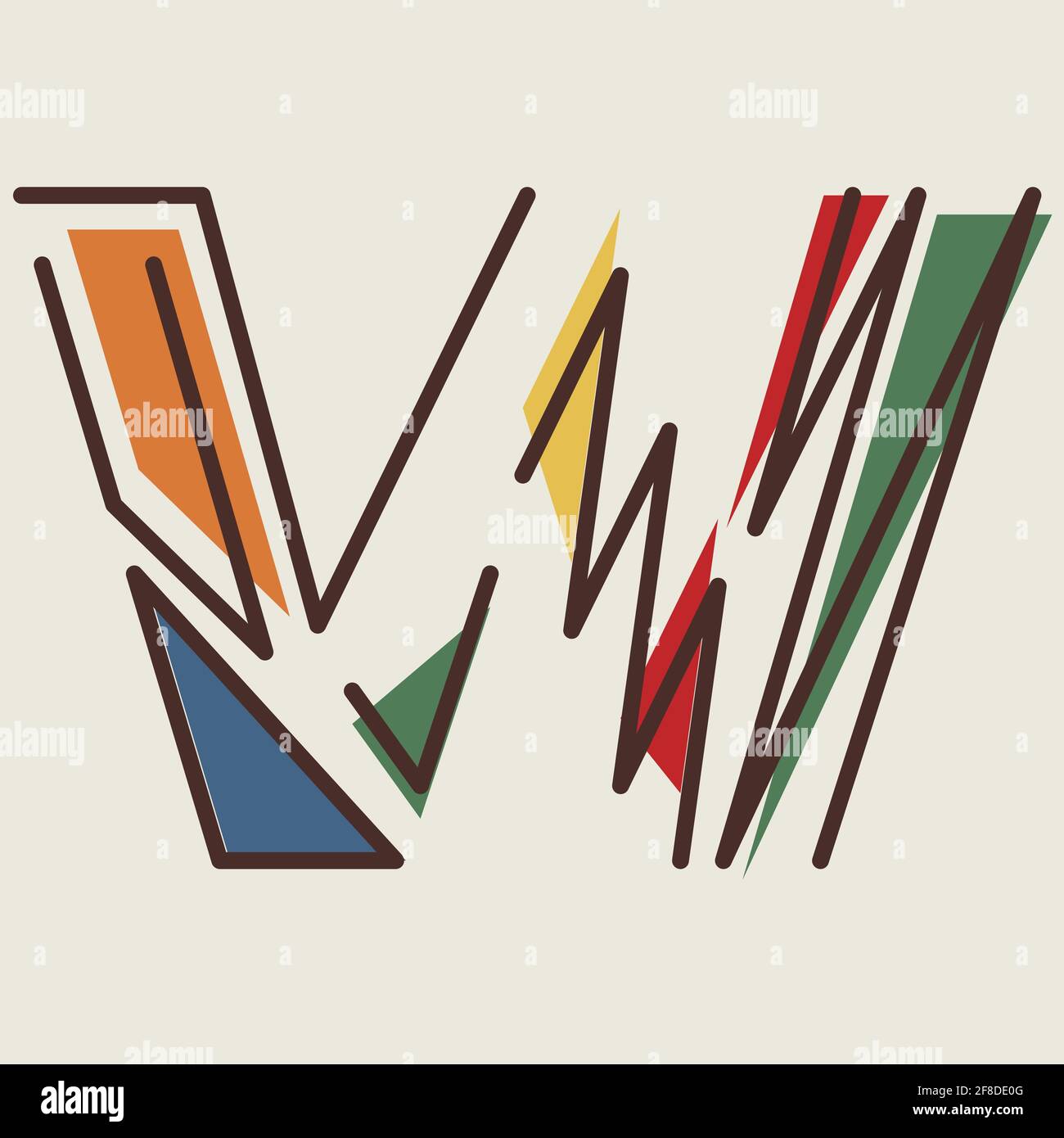 The letter W of the alphabet in modern geometric style. Abstraction ...