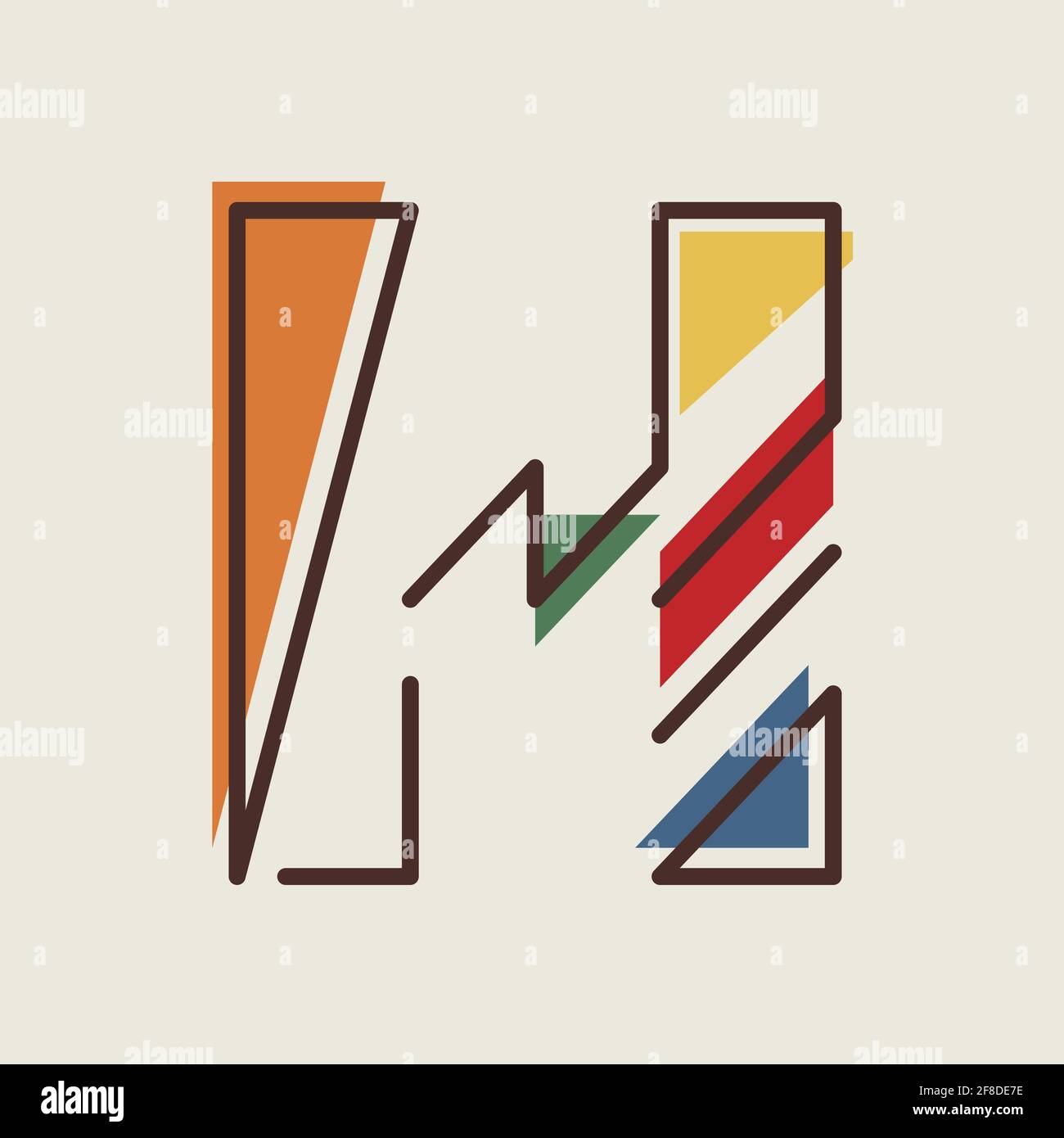 The letter H of the alphabet in modern geometric style. Abstraction ...