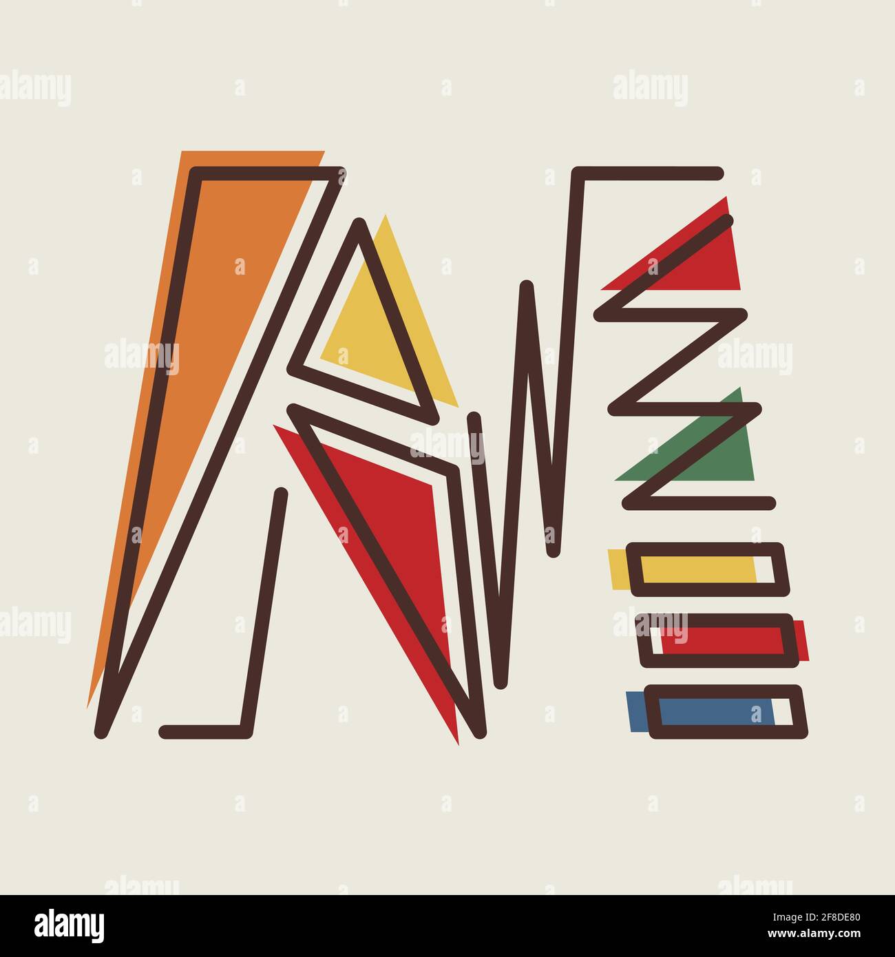 The letter M of the alphabet in modern geometric style. Abstraction ...