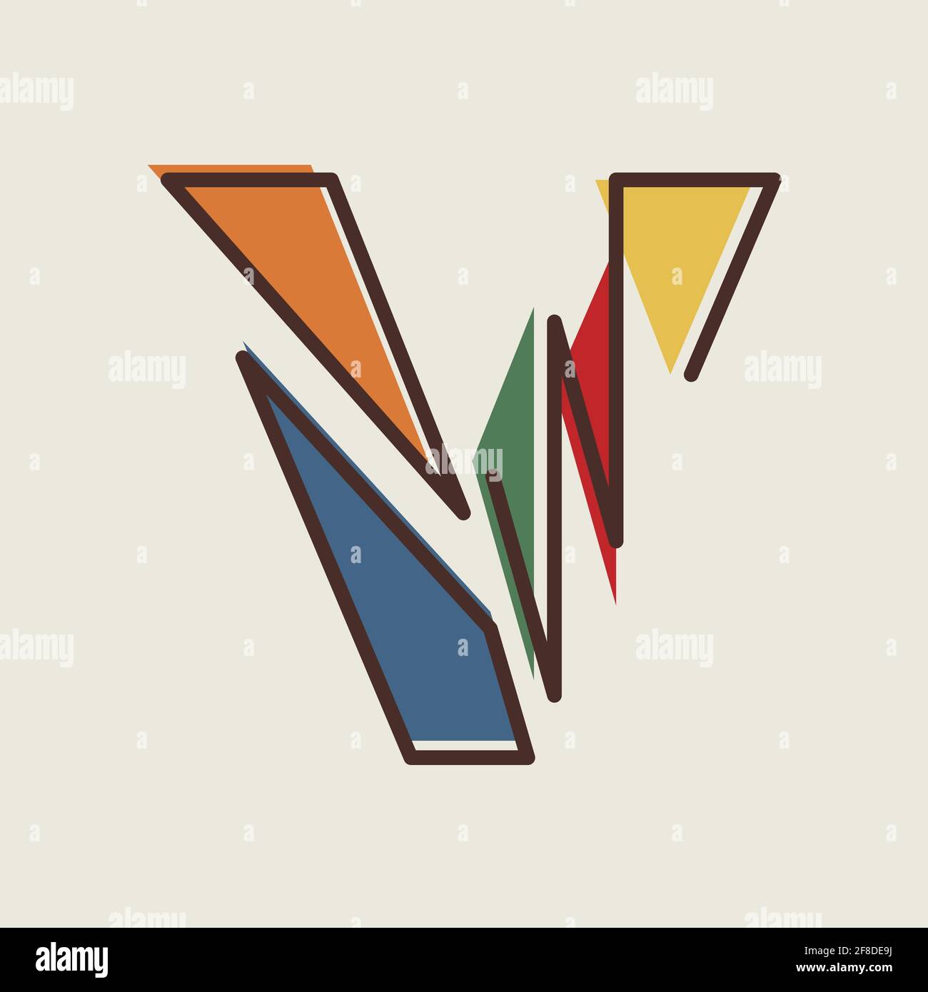 The letter V of the alphabet in modern geometric style. Abstraction ...