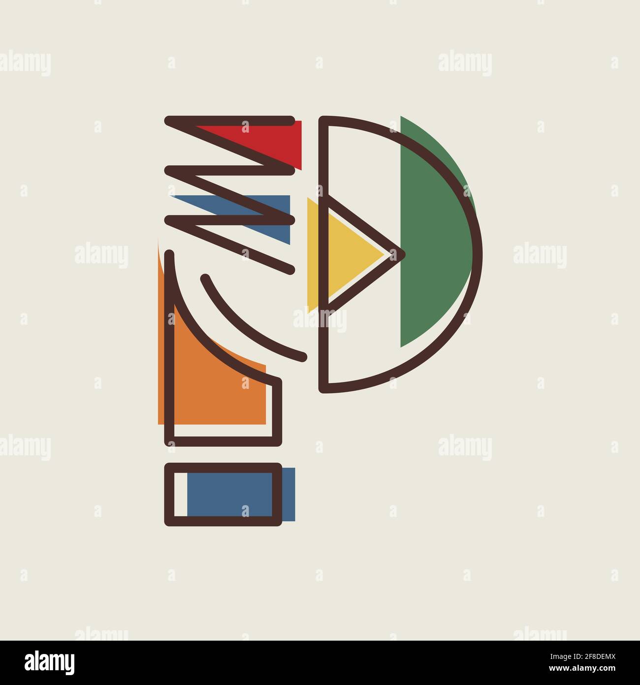 The letter P of the alphabet in modern geometric style. Abstraction ...