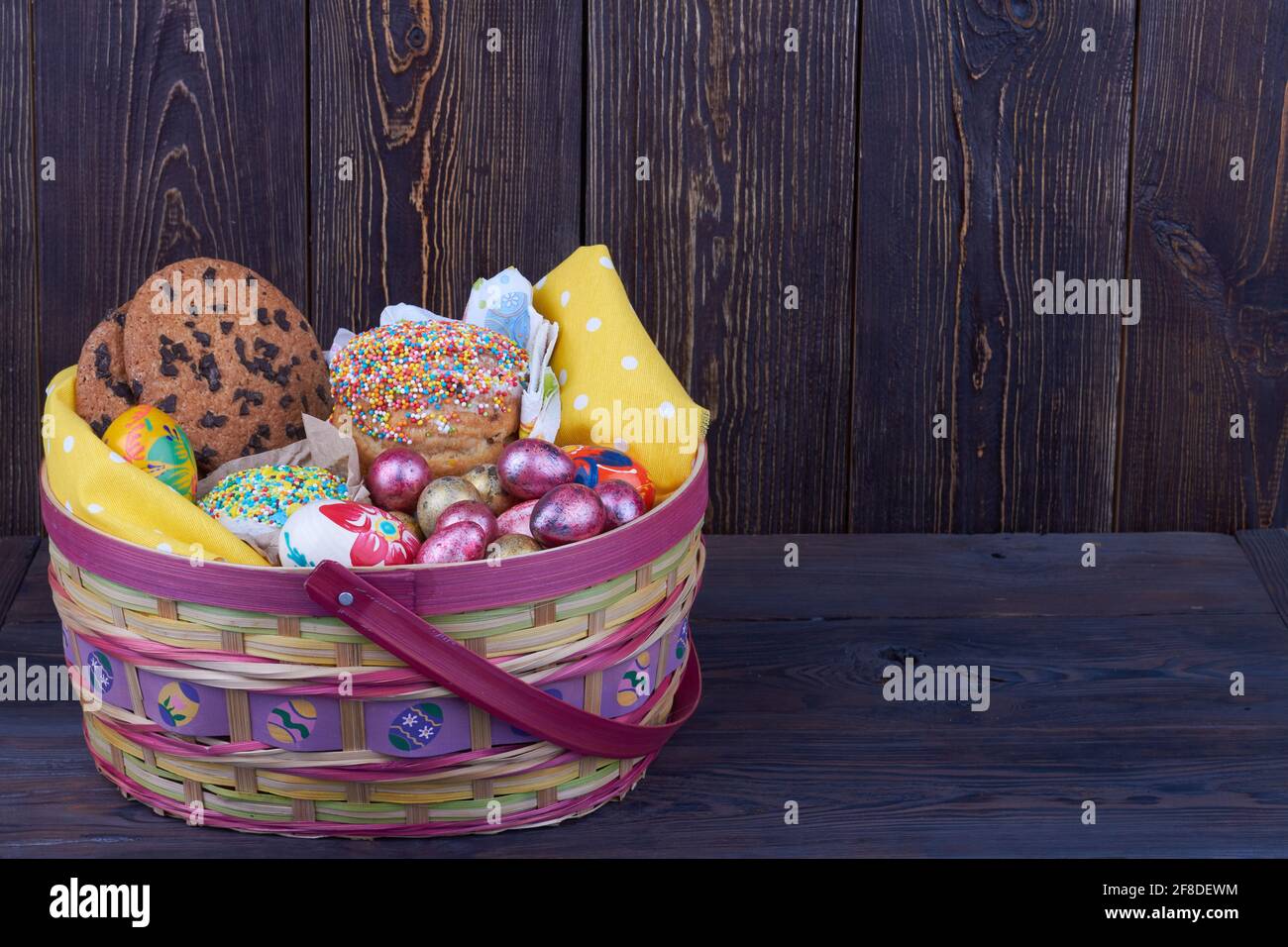 Basket of traditional christian easter food Stock Photo - Alamy
