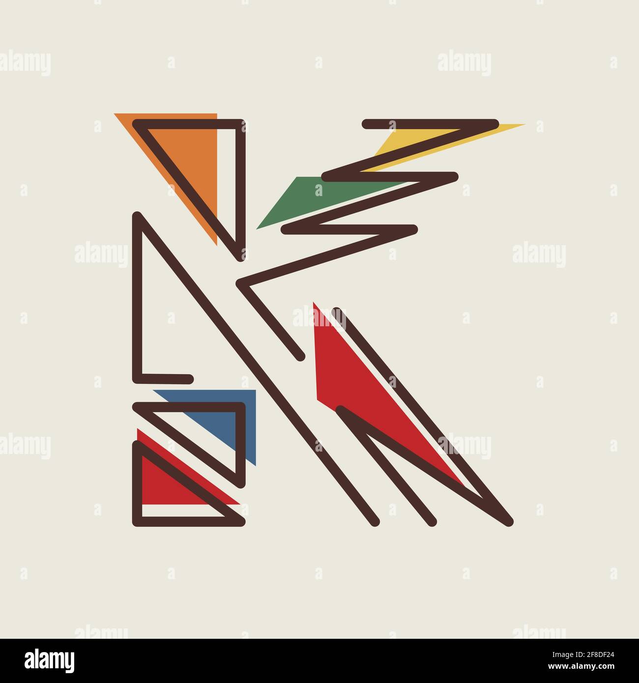 The letter K of the alphabet in modern geometric style. Abstraction ...