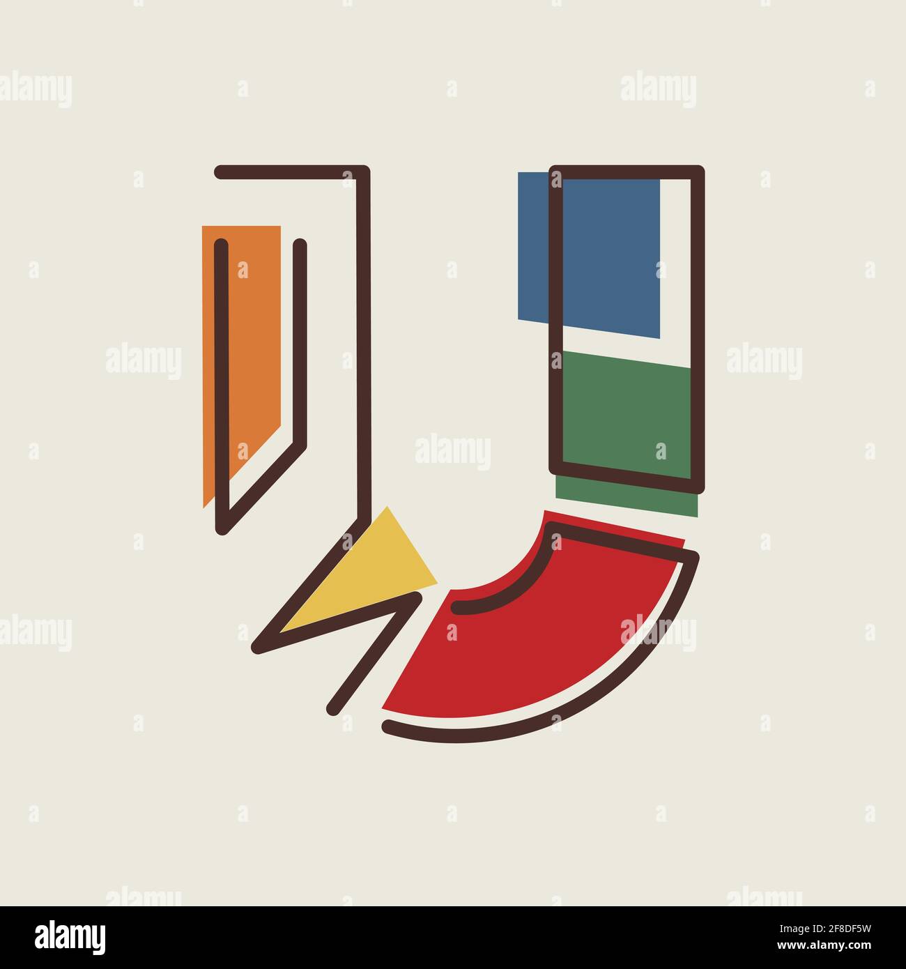 The letter U of the alphabet in modern geometric style. Abstraction ...