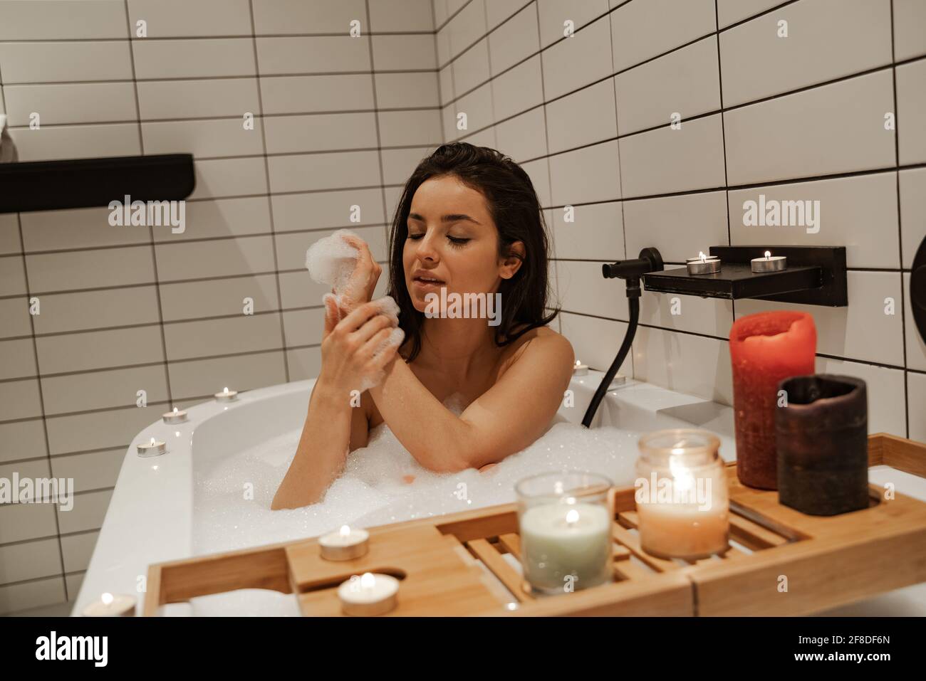 Woman full body shower hi-res stock photography and images - Alamy