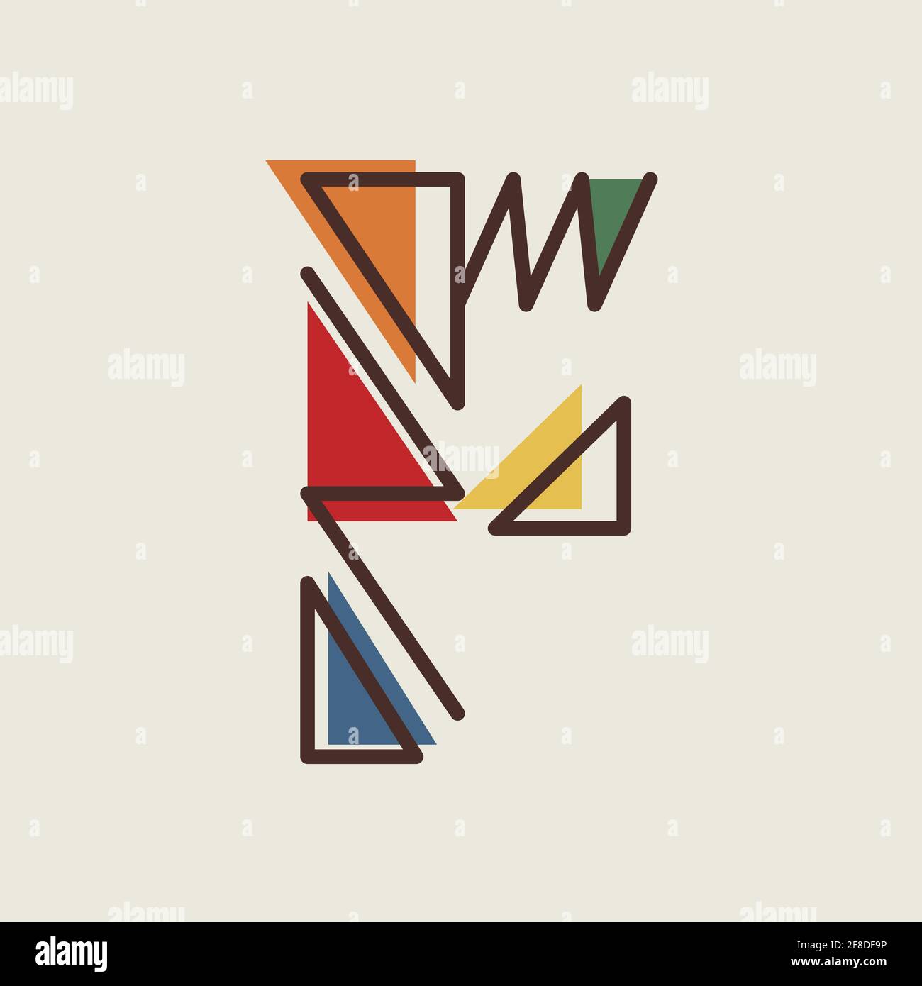 The letter F of the alphabet in modern geometric style. Abstraction ...
